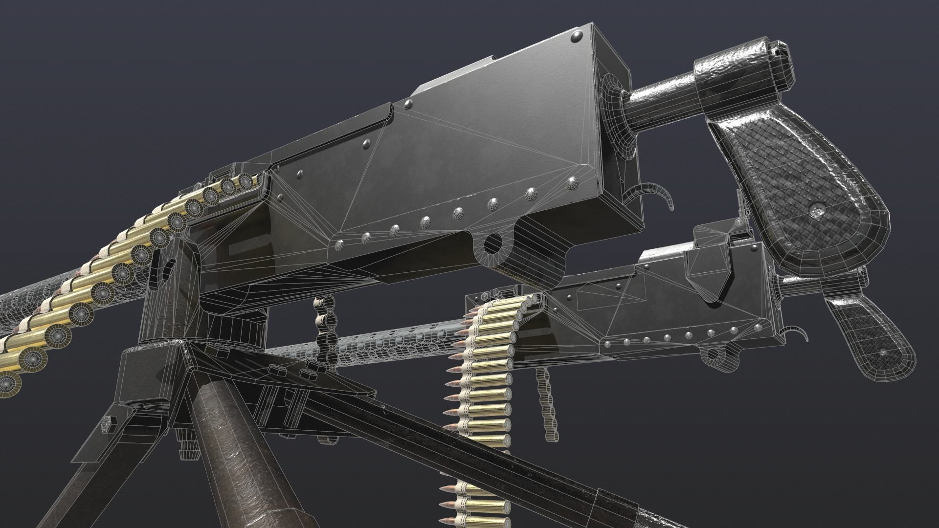 3D model WW2 M1919 Browning Machine Gun with Attachments and Animations ...