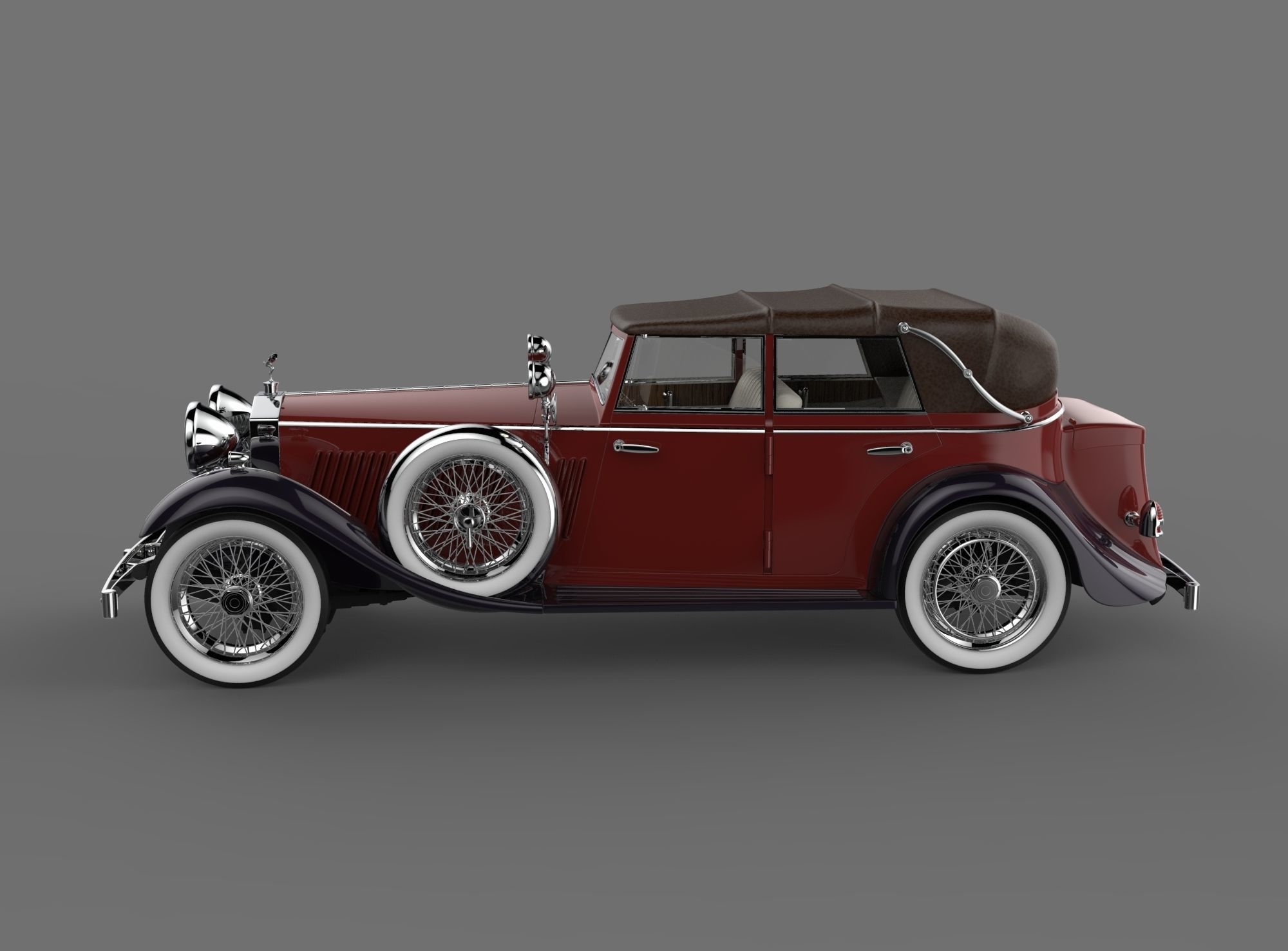 3D model Rolls Royce Phantom II Red and Black