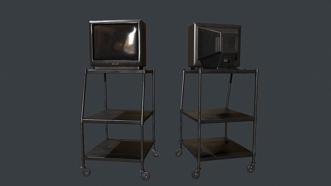 3D model TV on Roll-out Cart VR / AR / low-poly | CGTrader