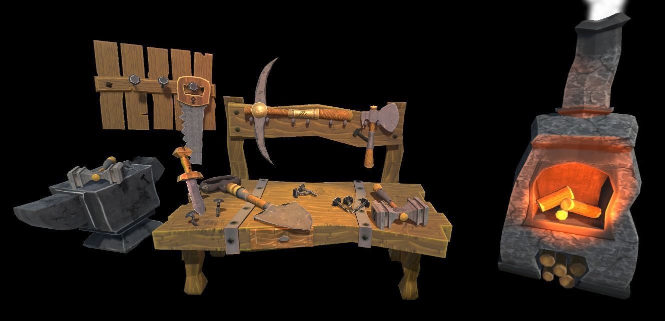 3D model Low poly Cartoon Dwarf Tool Pack VR / AR / low-poly | CGTrader