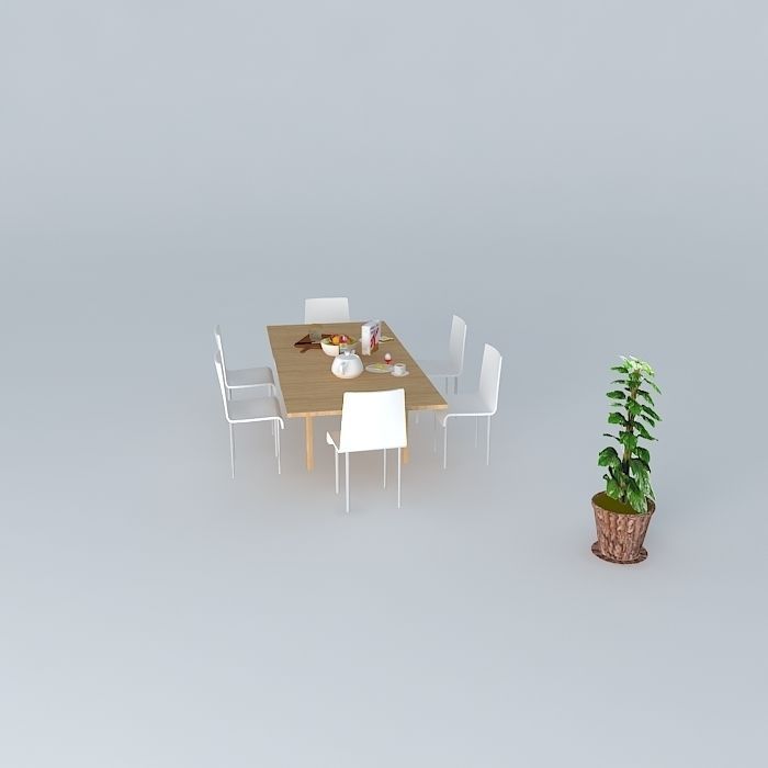 Dining table with breakfast free 3D model | CGTrader