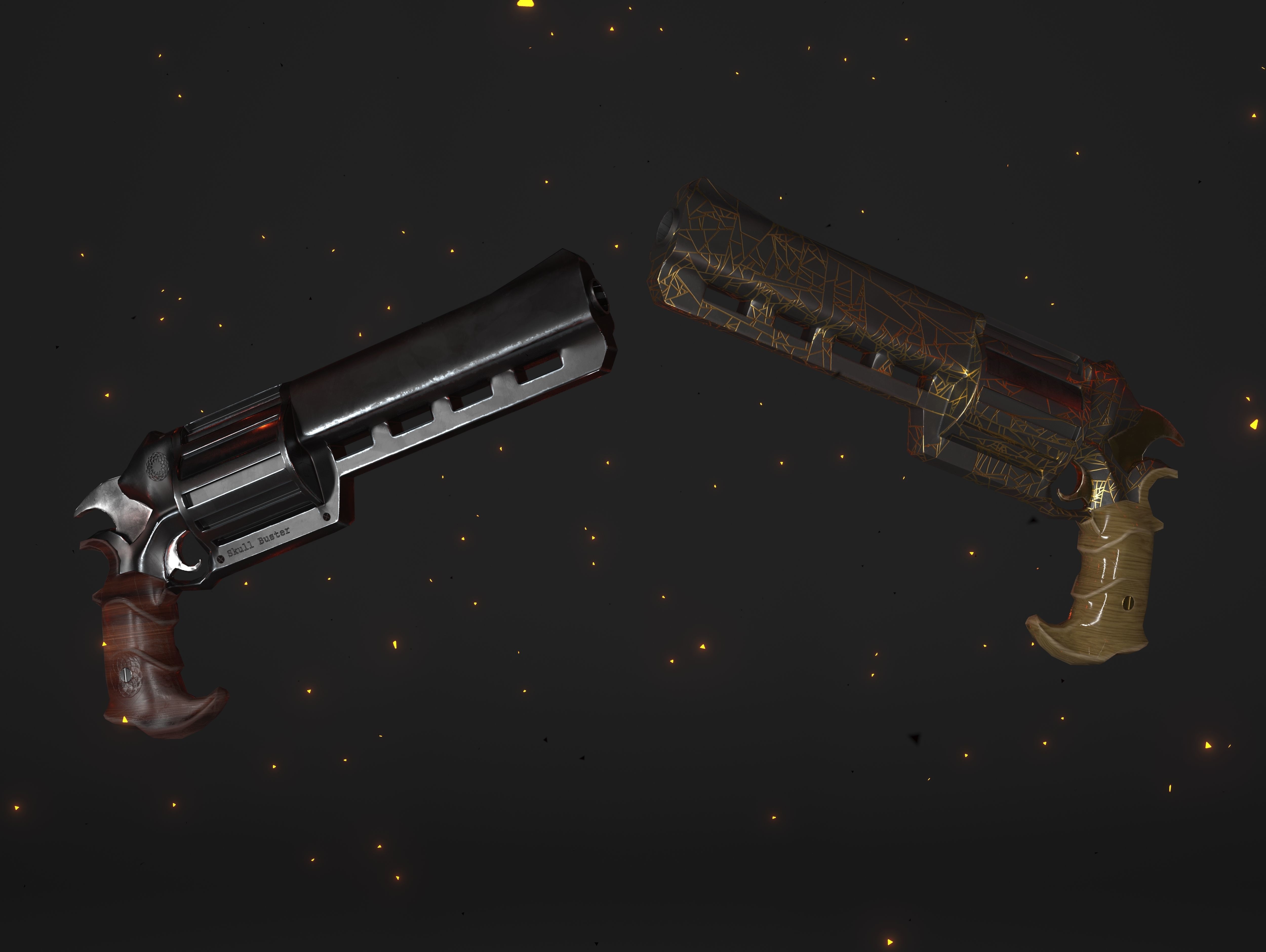 3D model Skull Buster Revolver Handgun VR / AR / low-poly | CGTrader