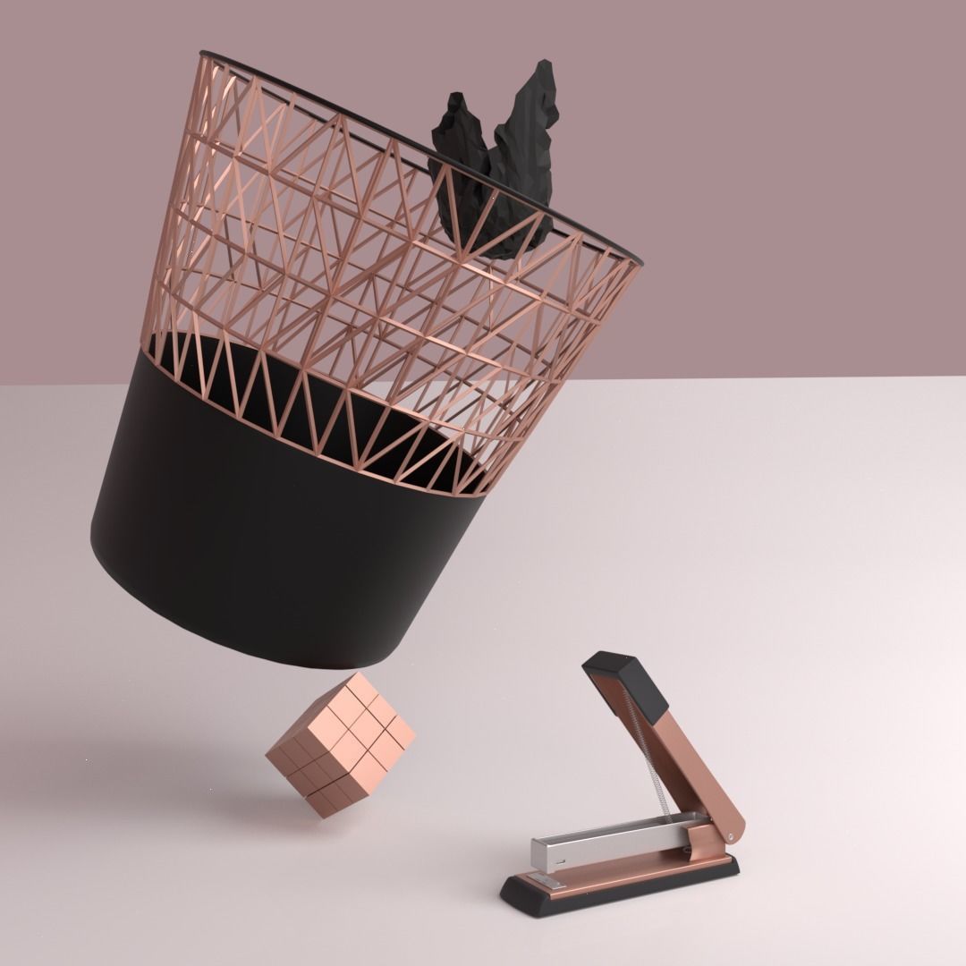 Rose Gold Stapler 3D model rigged | CGTrader