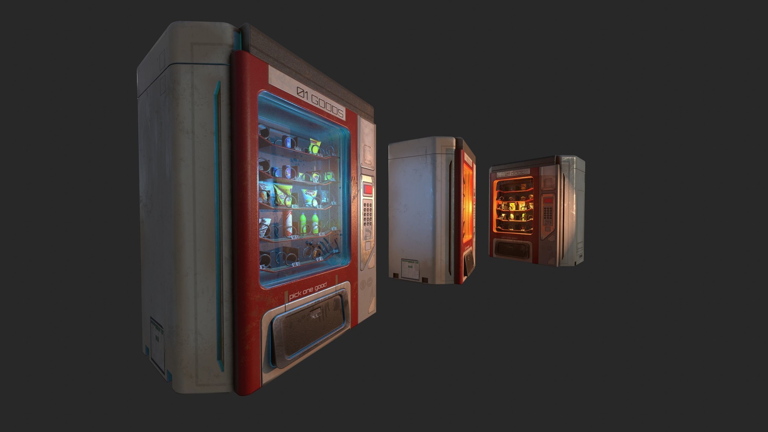 Sci-Fi Vending Machine And Snacks props free VR / AR / low-poly 3D ...