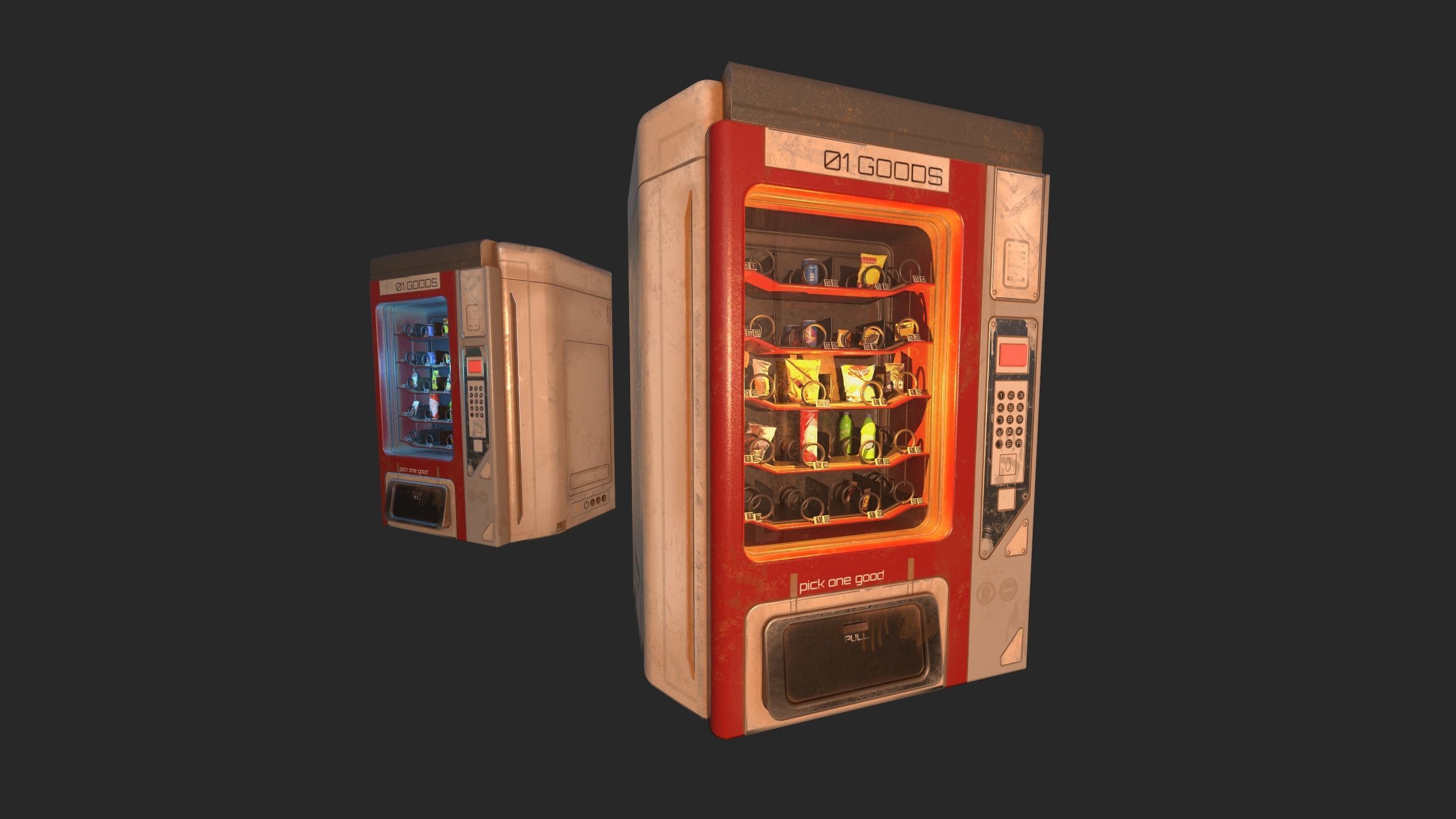 Sci-Fi Vending Machine And Snacks props free VR / AR / low-poly 3D ...