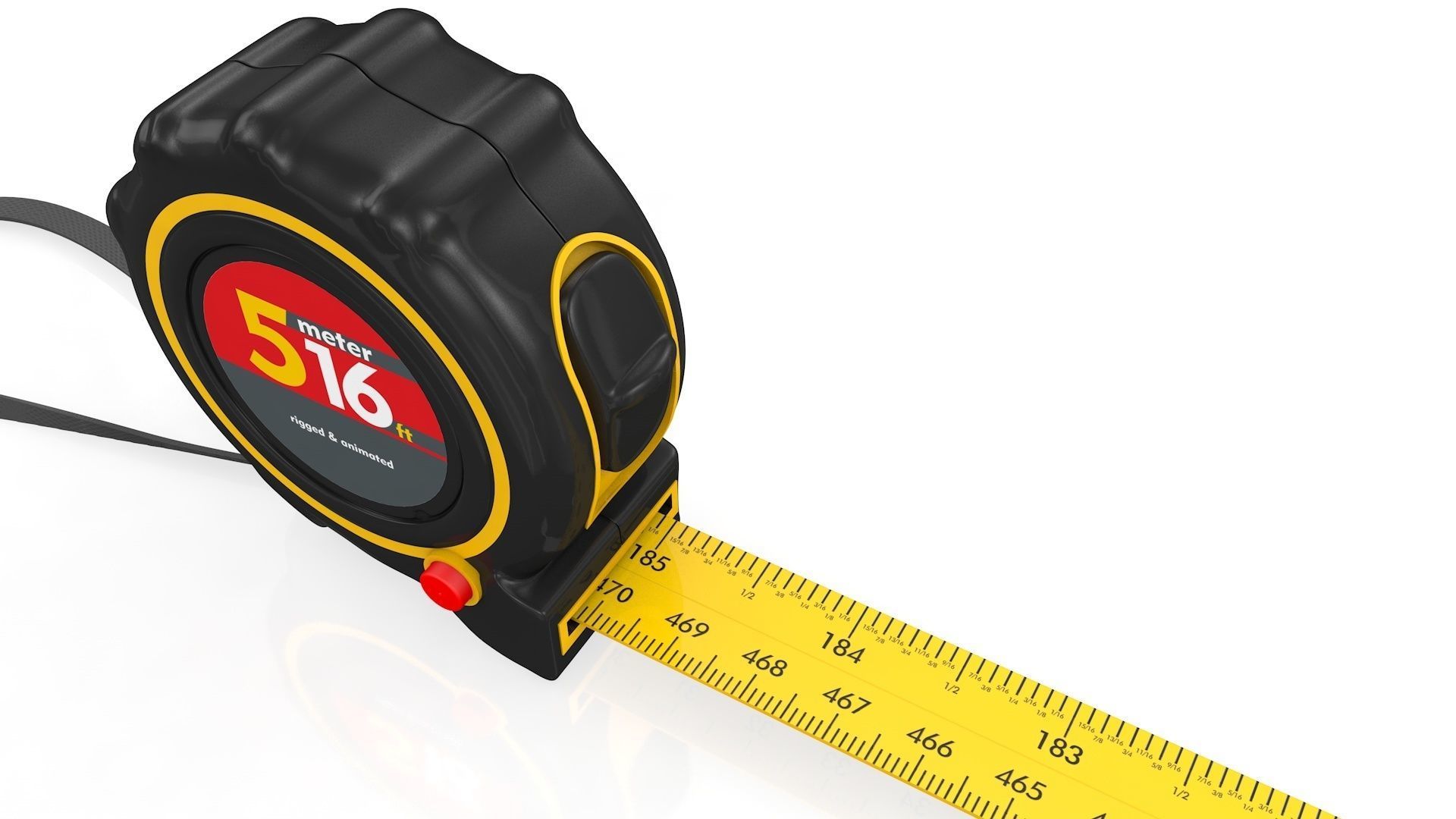 Realistic Tape Measure Animated Meter and Inch 3D model animated rigged ...
