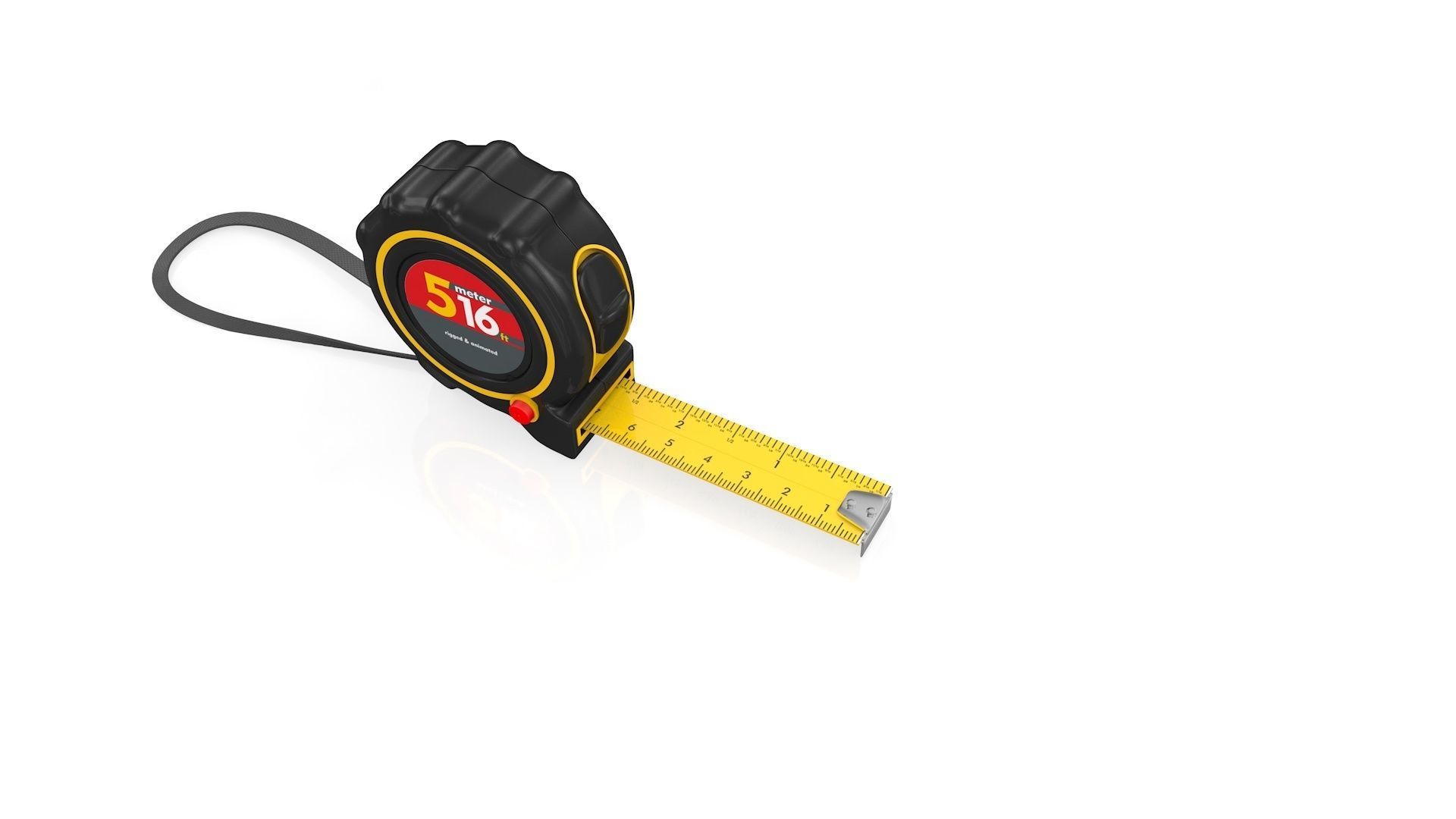 Realistic Tape Measure Animated Meter and Inch 3D model animated rigged ...