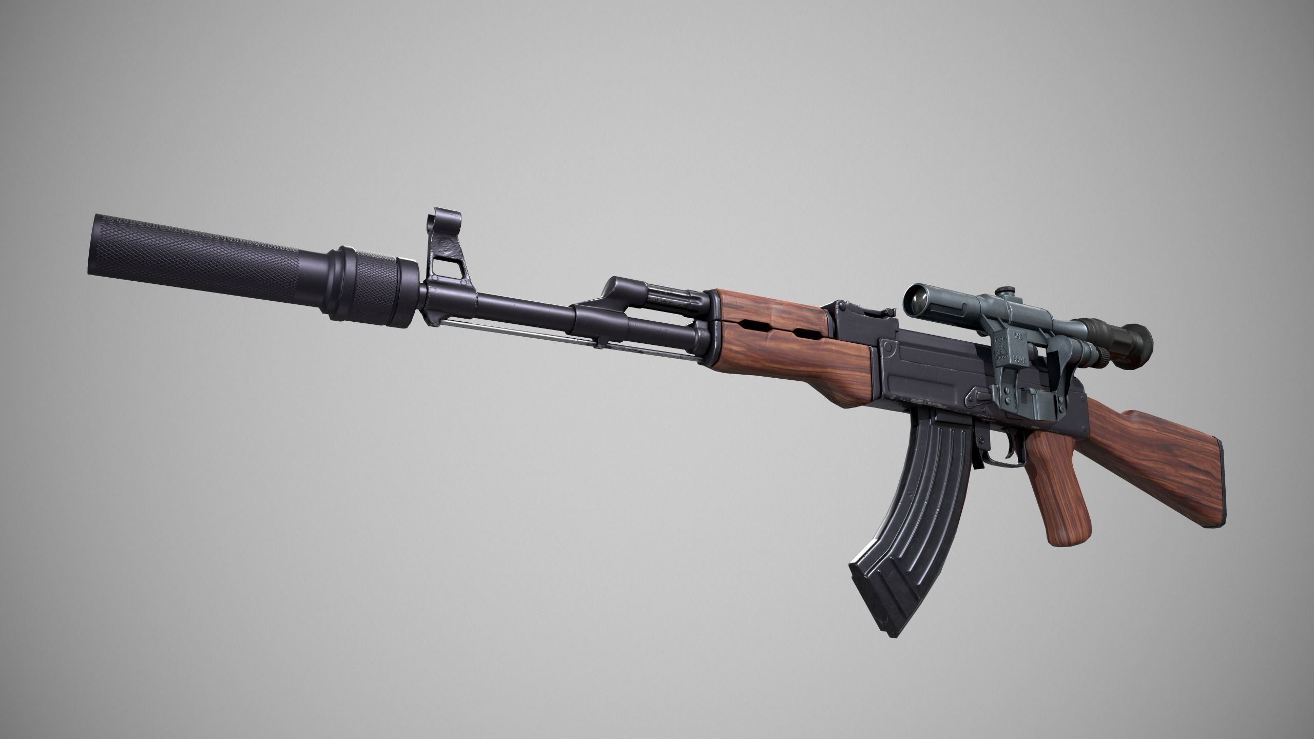 3D model Low-poly AK-47 Custom with body kits for games or scenes VR ...