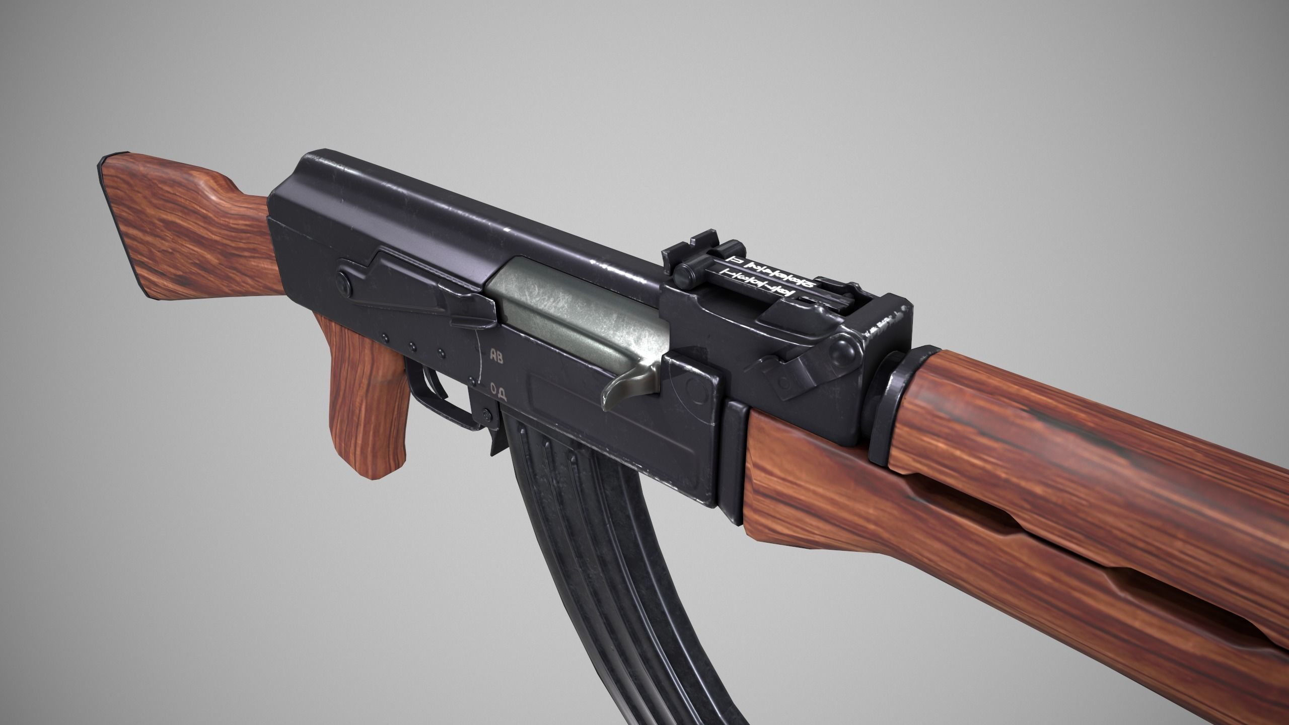3D model Low-poly AK-47 Custom with body kits for games or scenes VR ...