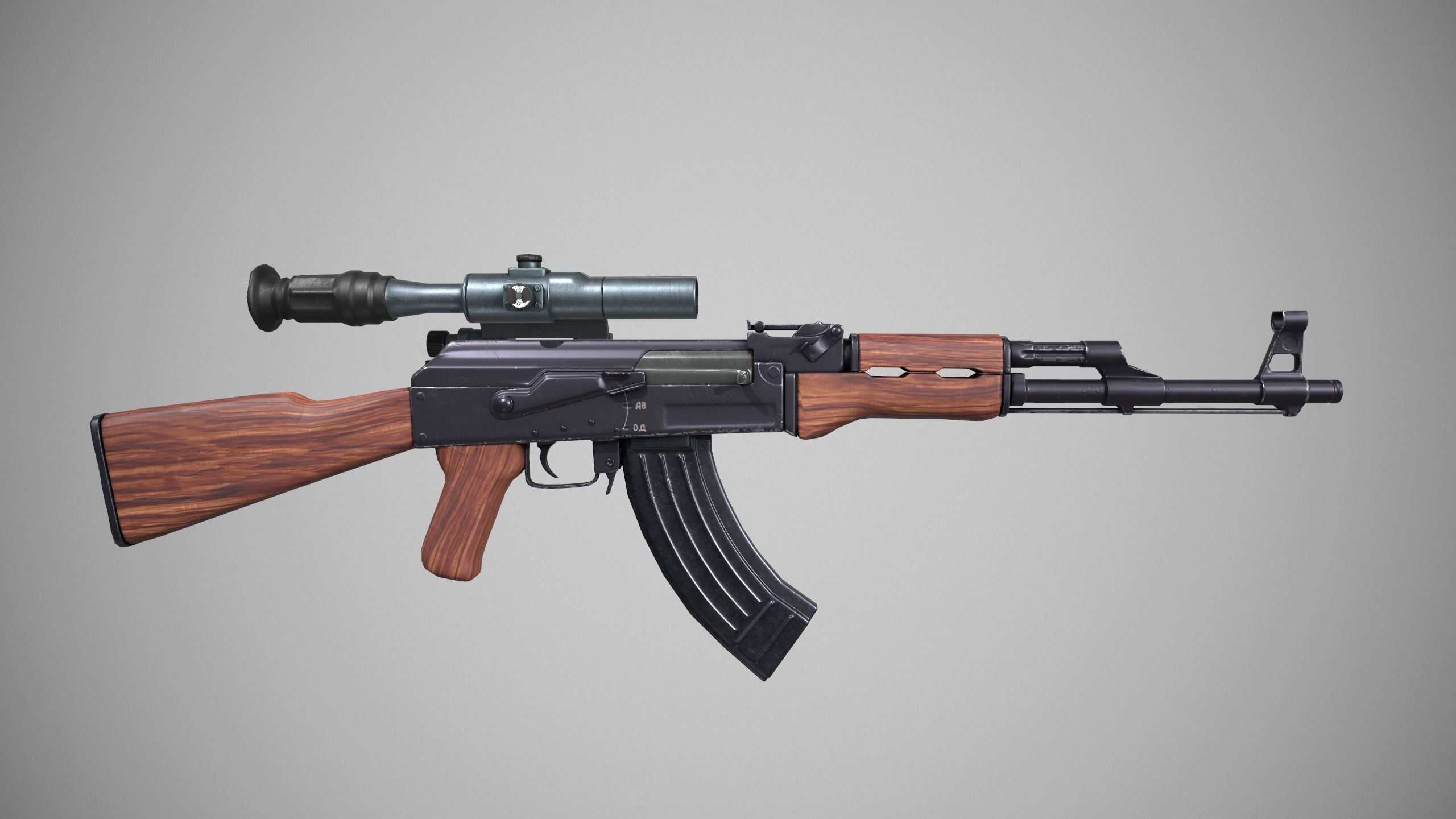 3D model Low-poly AK-47 Custom with body kits for games or scenes VR ...