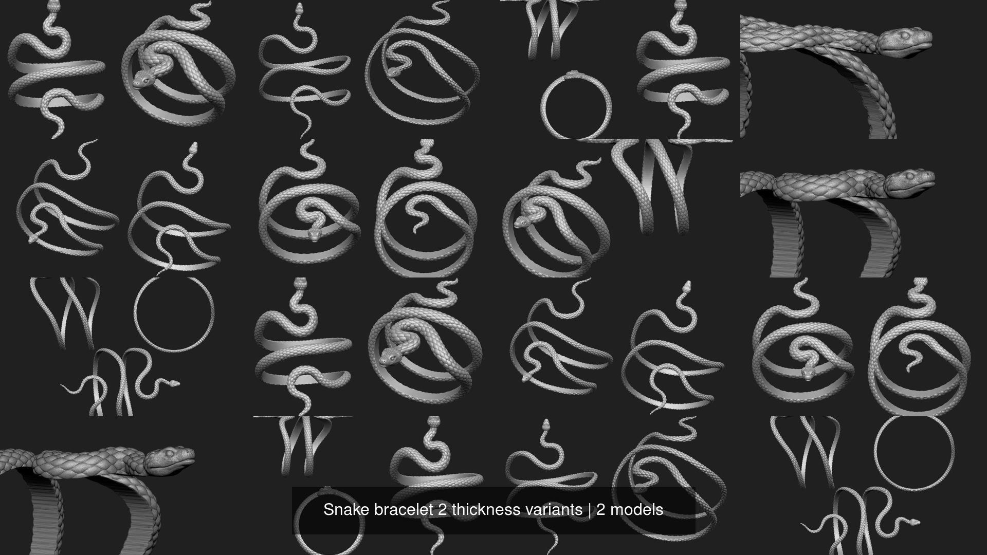 Snake bracelet 2 thickness variants 3D Model Collection | CGTrader