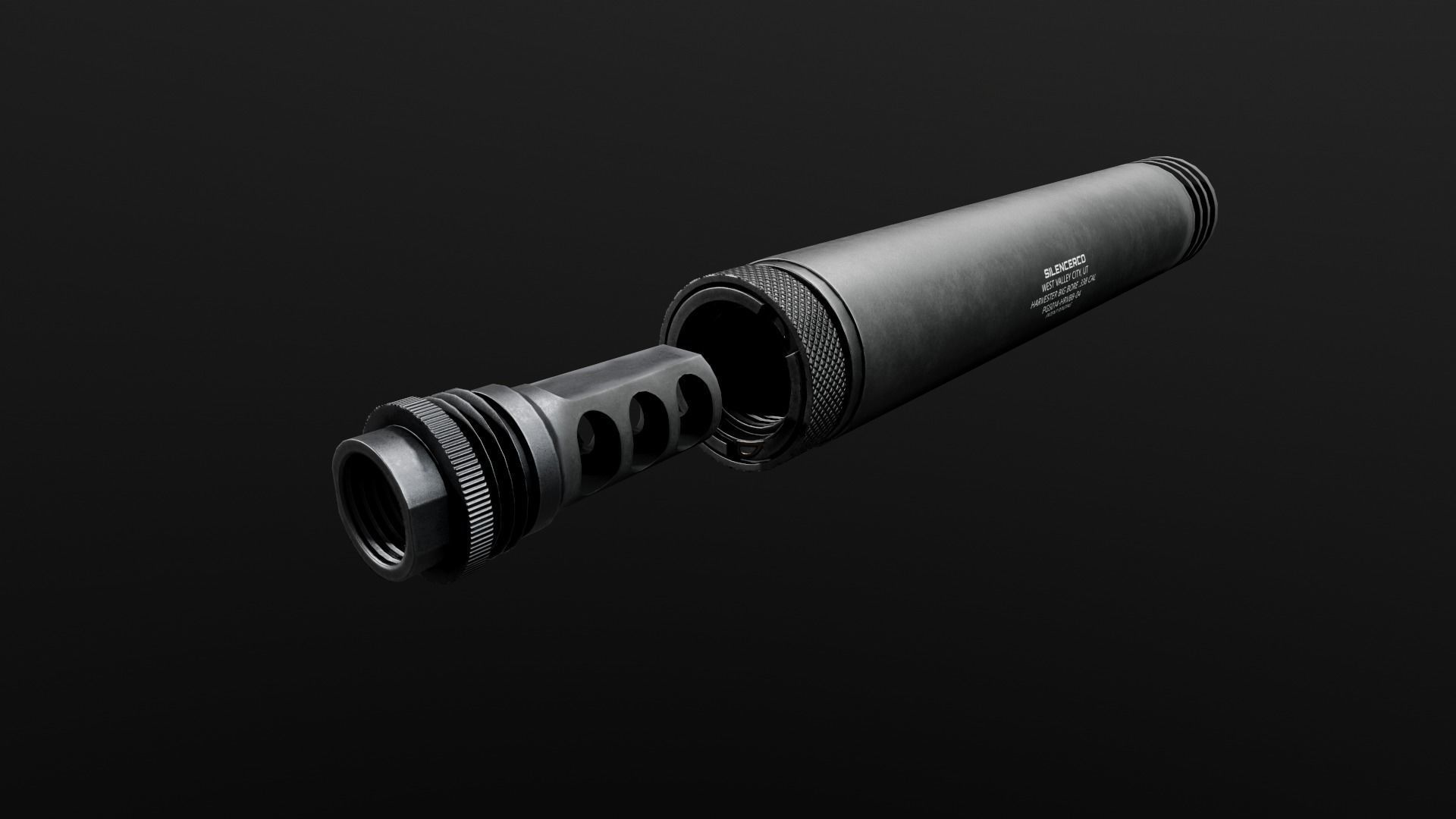 3D model SilencerCo Harvester 338 Suppressor and ASR Muzzle Brake VR ...