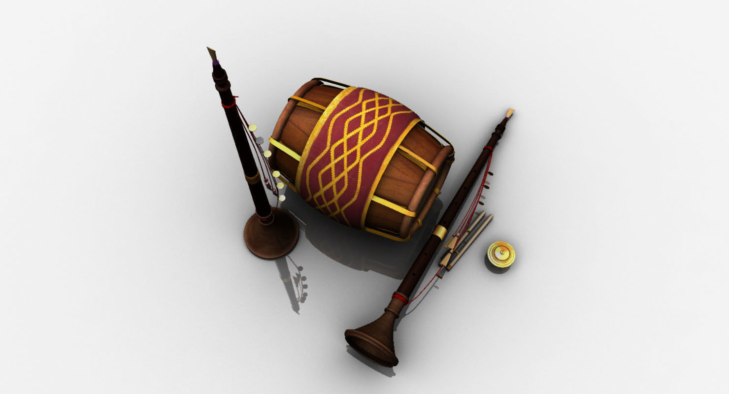 nadaswaram melam music instruments 3d model 3D model | CGTrader