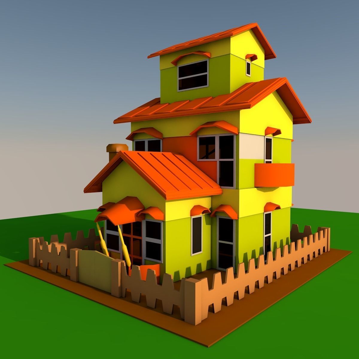 3D model Low poly cartoon house VR / AR / low-poly | CGTrader