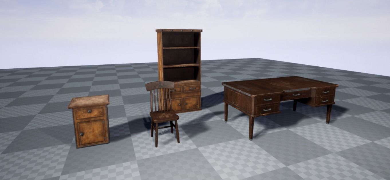 3D model Low Poly Table Chair Cupboard Stand props VR / AR / low-poly ...