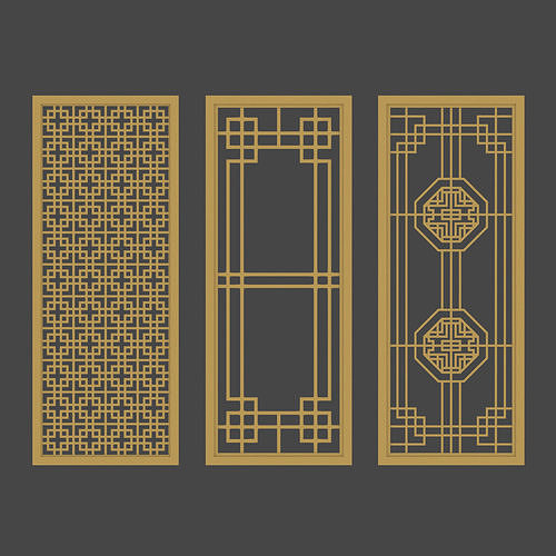 3D model 3 KOREAN TRADITIONAL PATTERN PANELS VR / AR / low-poly | CGTrader