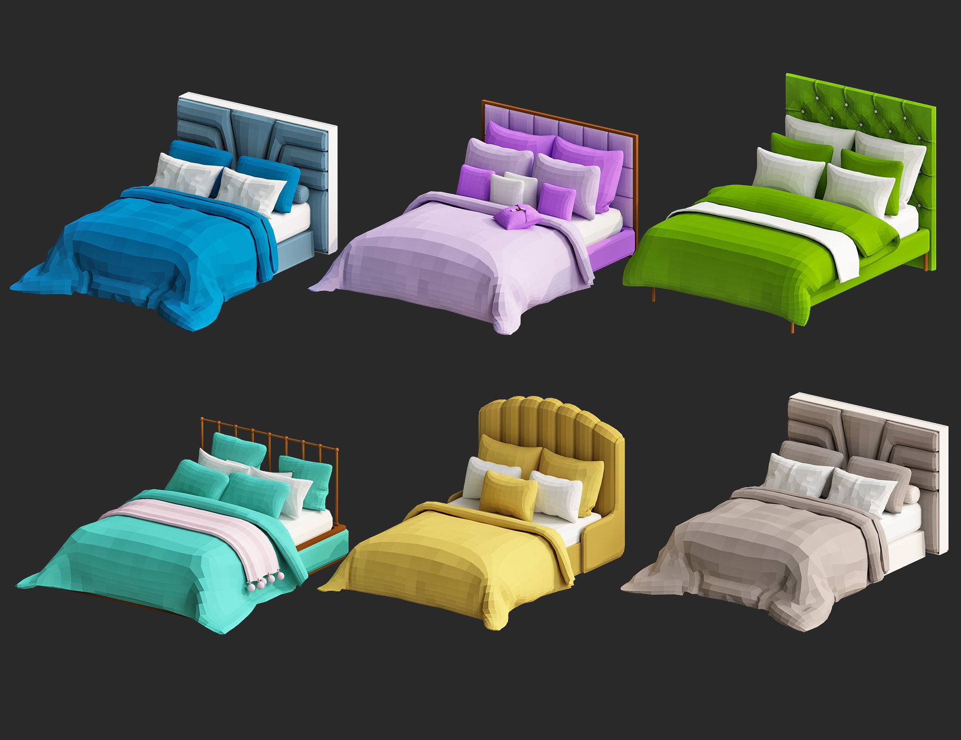 3D model low poly bed 3d model pack for game VR / AR / low-poly | CGTrader