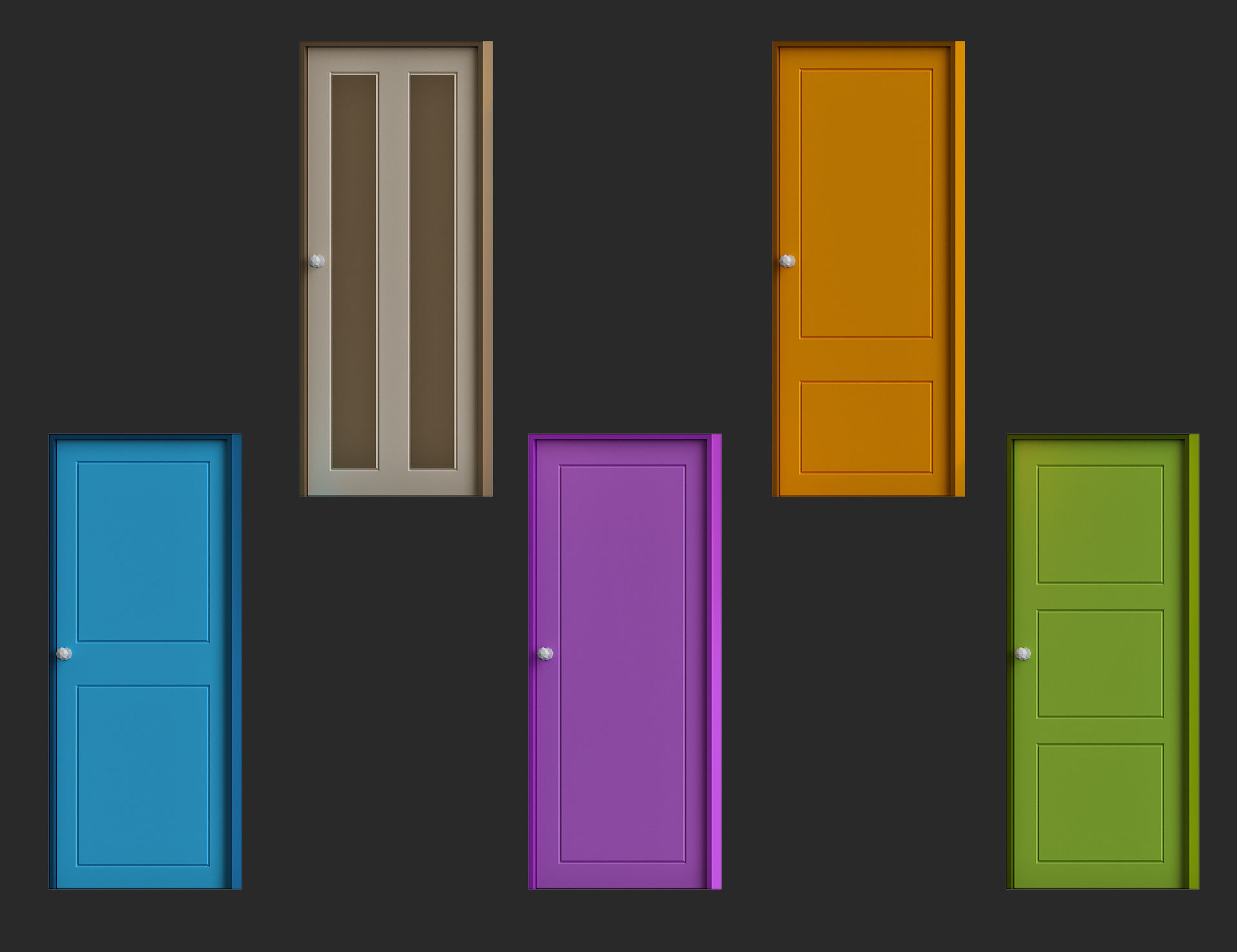 3D model low poly doors 3d model pack for game VR / AR / low-poly ...