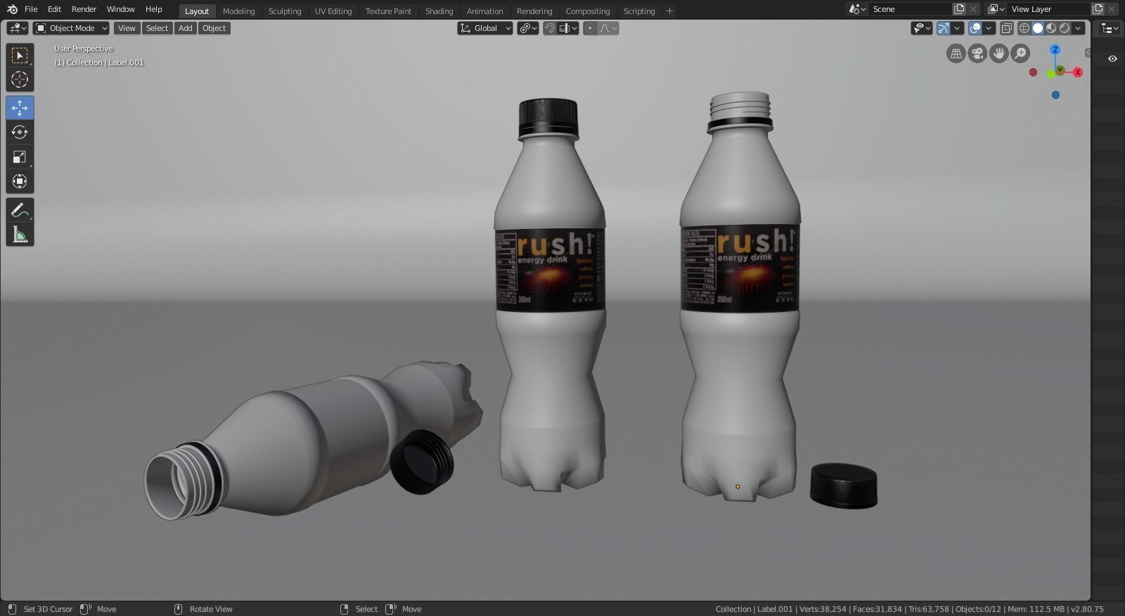 Plastic Bottle 3D Model - Low Poly free VR / AR / low-poly 3D model ...