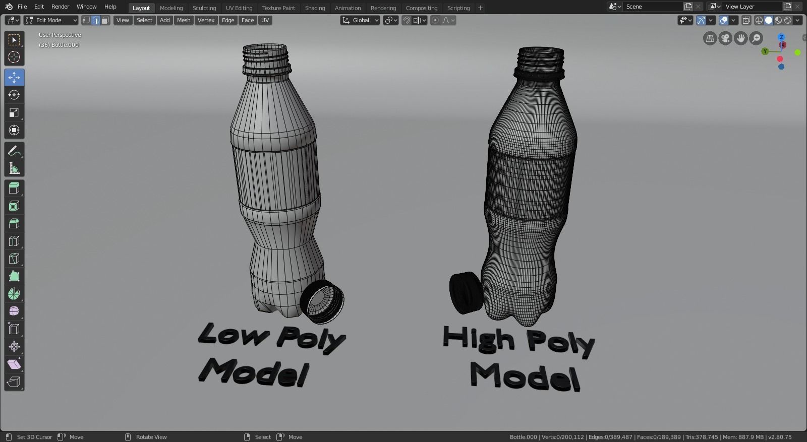 Plastic Bottle 3D Model - Low Poly free VR / AR / low-poly 3D model ...