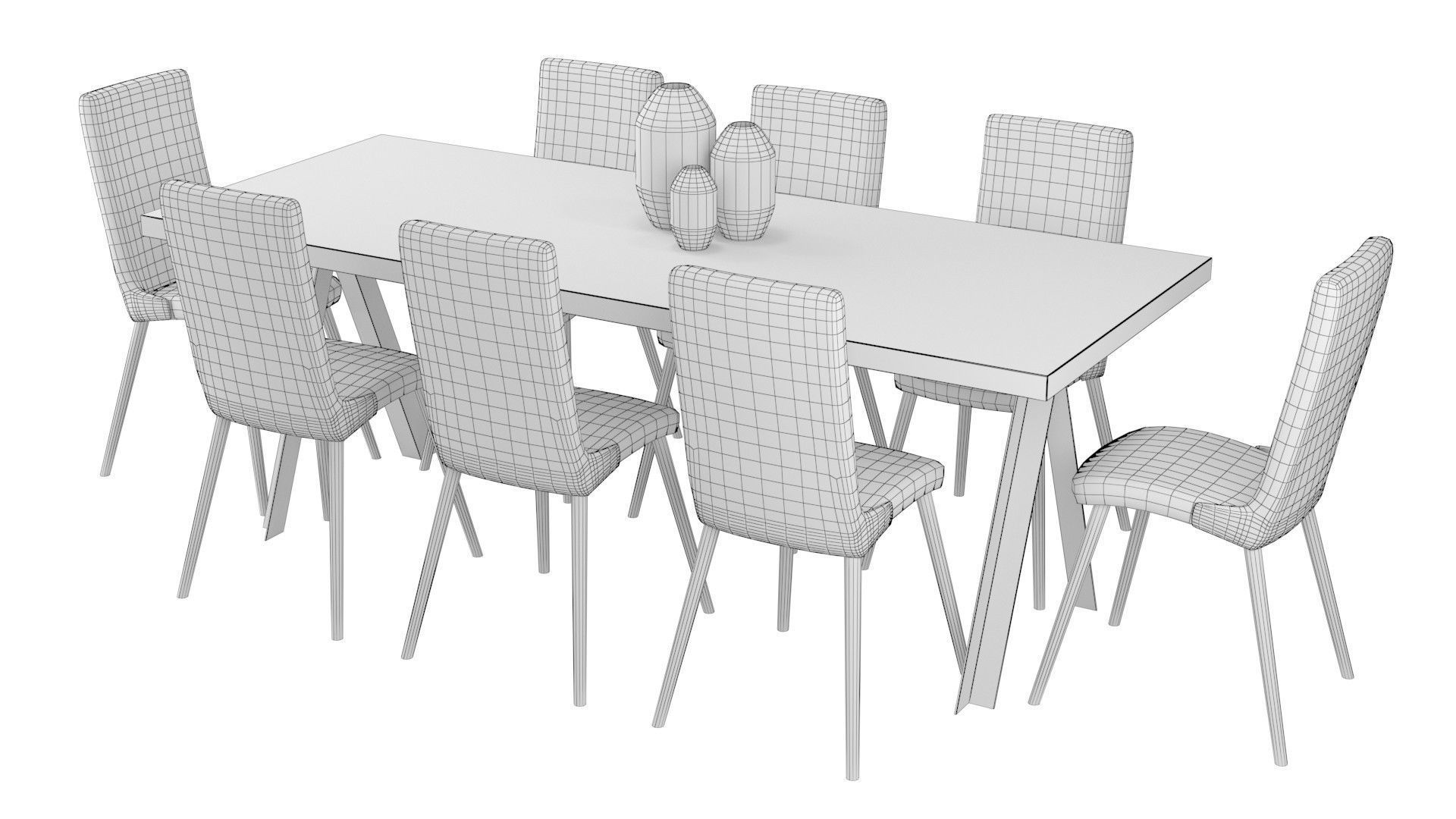 3D model Dining B - Velvet and Timber VR / AR / low-poly | CGTrader