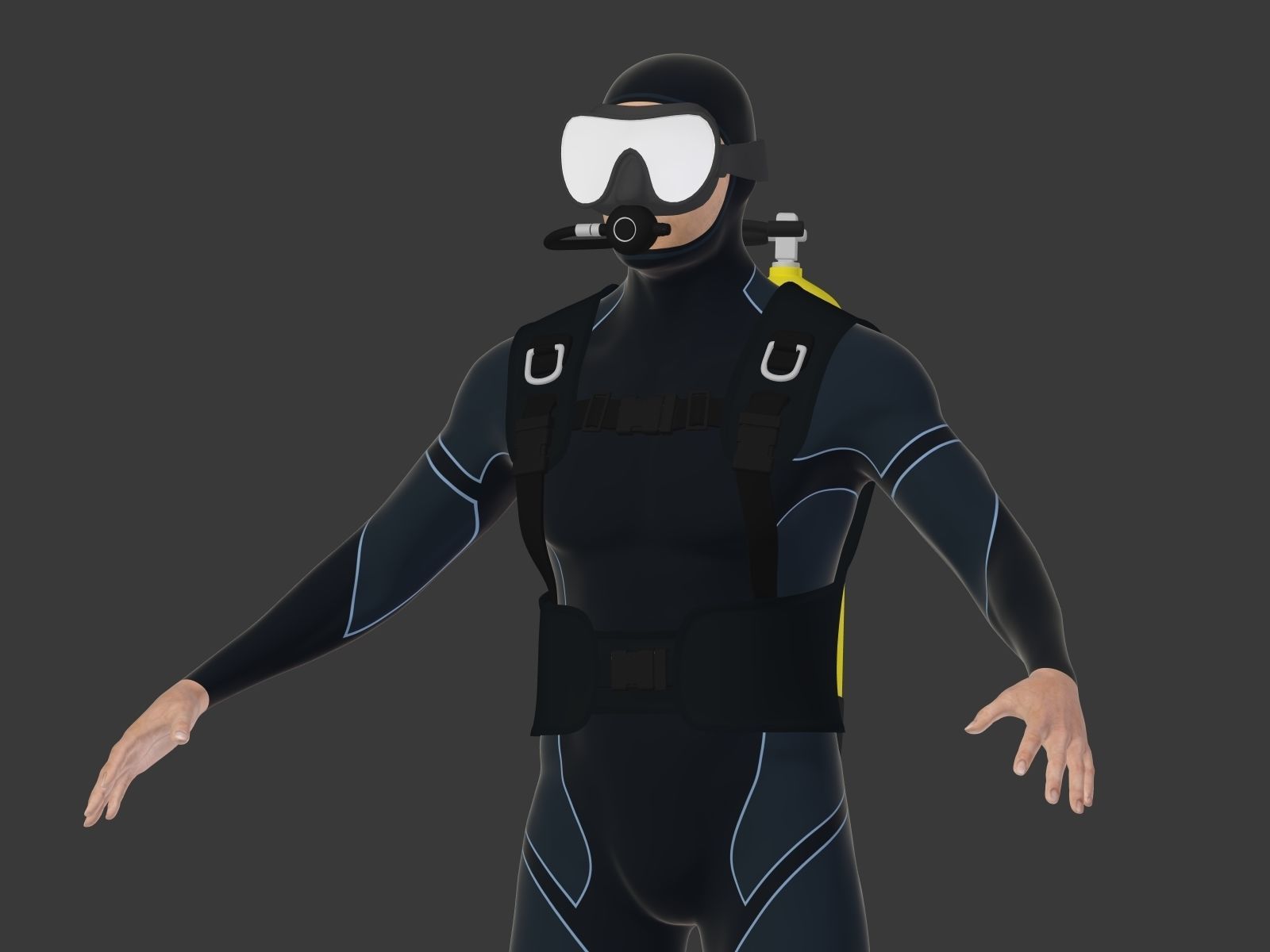 3D model Scuba Diver VR / AR / low-poly | CGTrader
