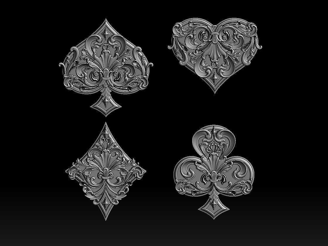 spades clubs hearts diamonds 3D model 3D printable | CGTrader