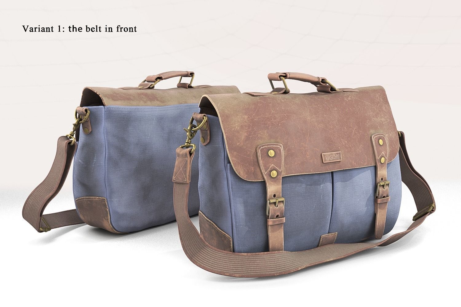 Canvas Leather Shoulder Bag 01 3D model | CGTrader