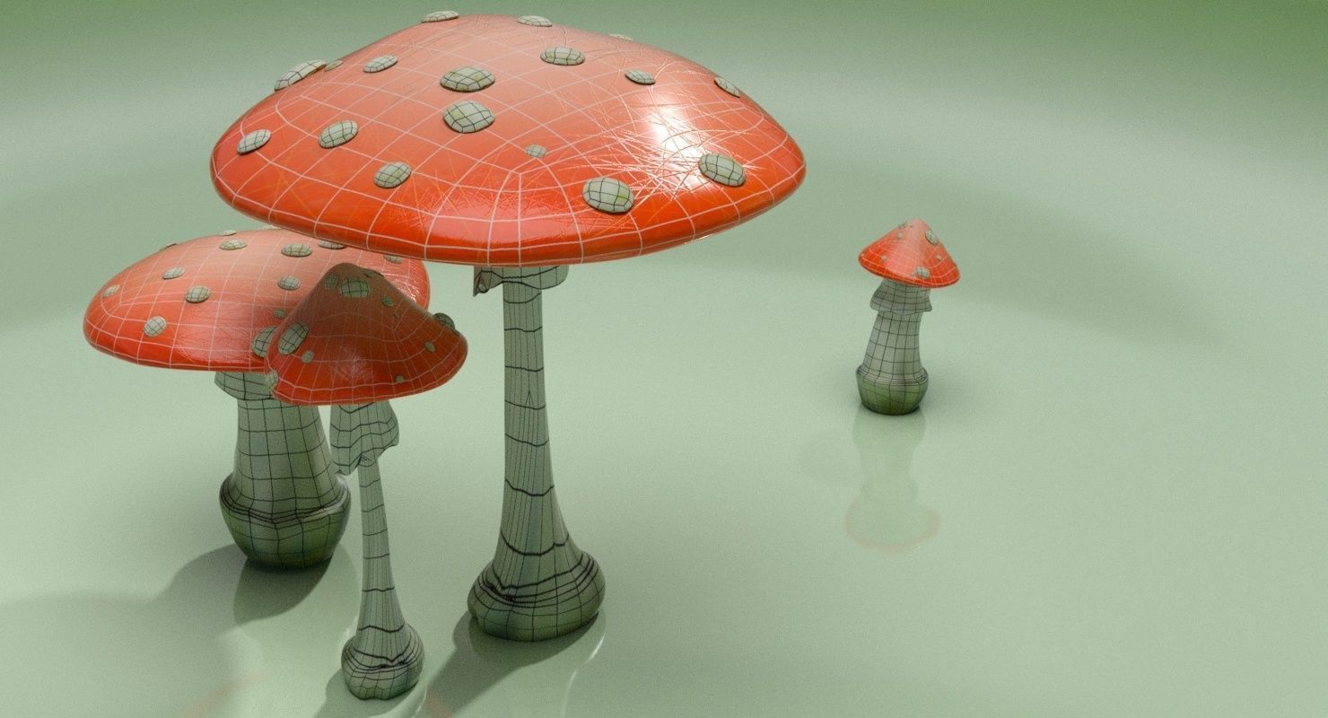 3D model 3D model toadstools VR / AR / low-poly | CGTrader