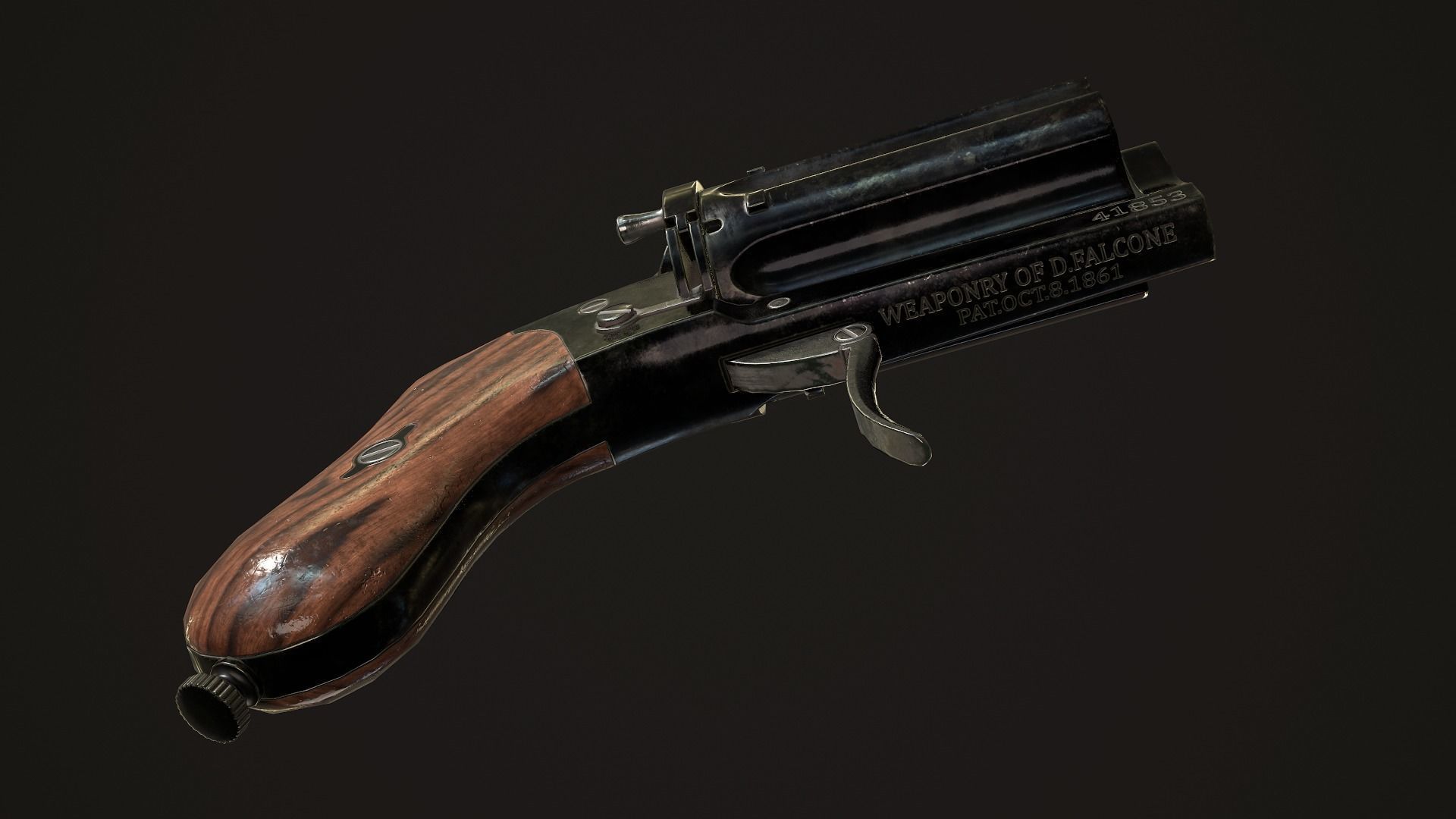 3D model Pepperbox Revolver Dark VR / AR / low-poly | CGTrader