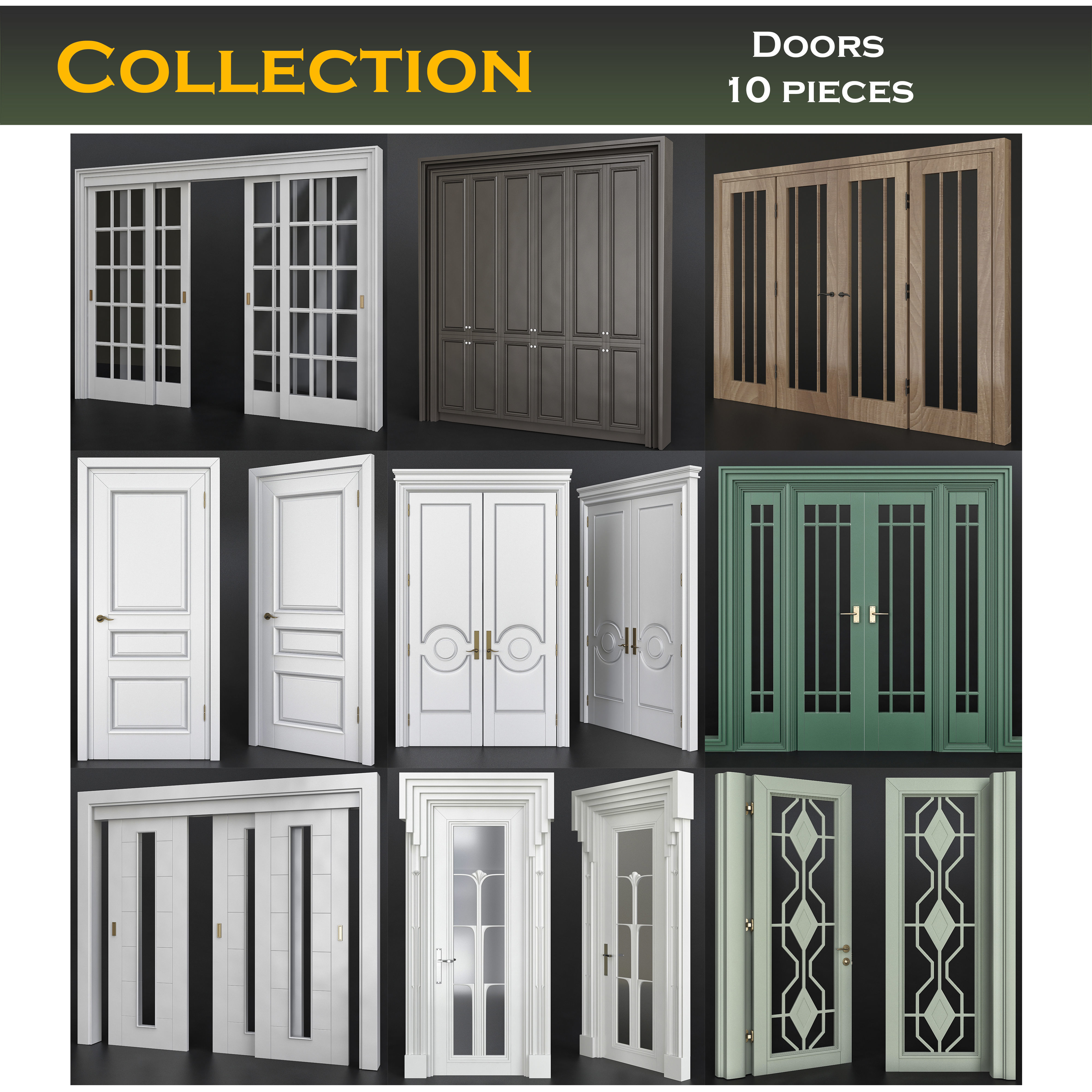 3D model Doors low poly 3d model collection VR / AR / low-poly | CGTrader