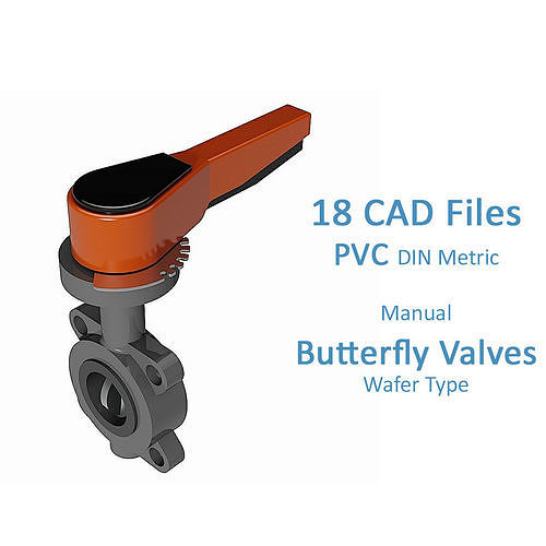 PVC Manual Butterfly Valves - Wafer Type - DIN PN16 free 3D model ...