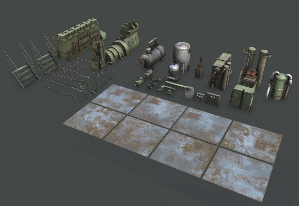 3D model Low poly machinery models pack VR / AR / low-poly | CGTrader