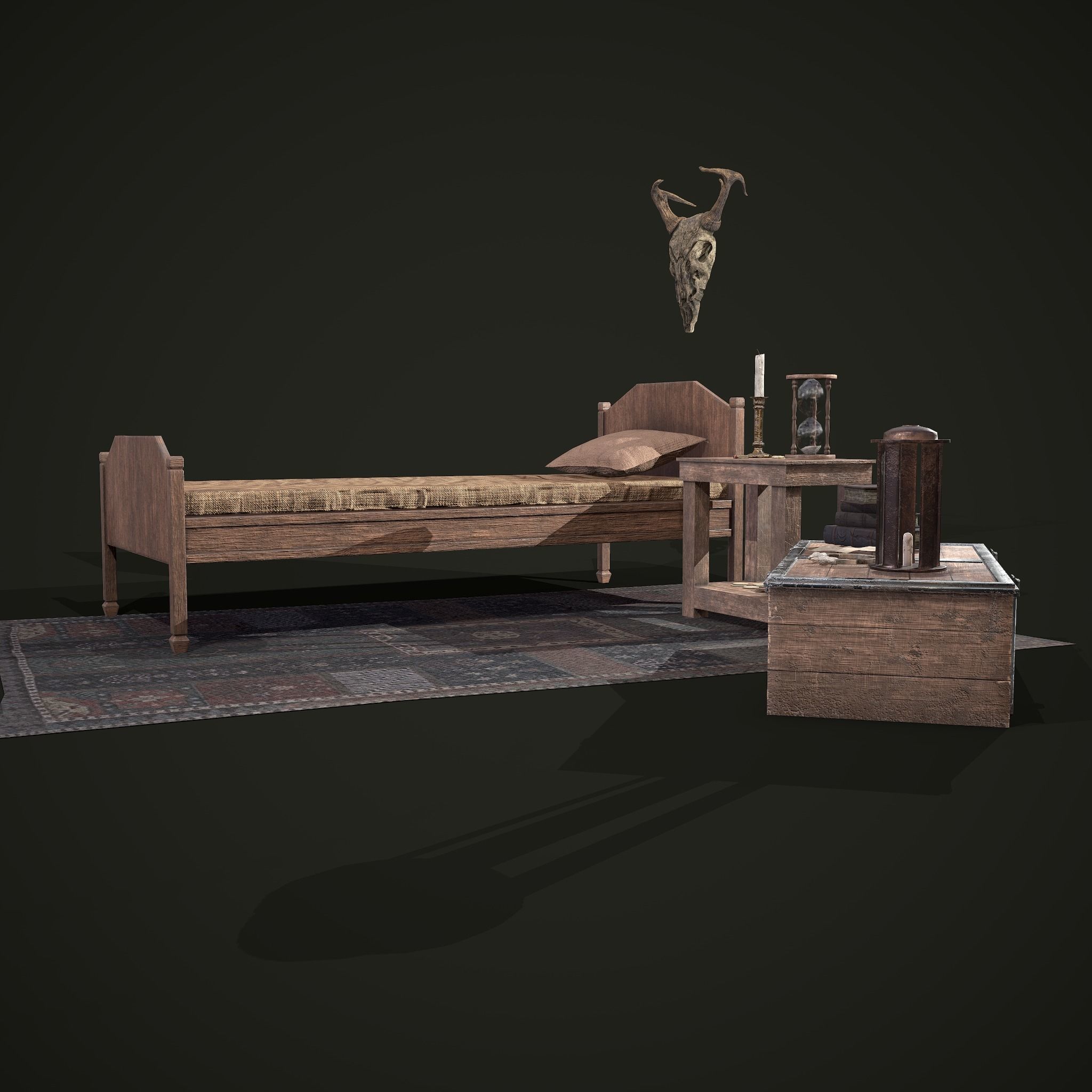 Medieval Tavern Bedroom Props Pack 3D Model Collection | CGTrader
