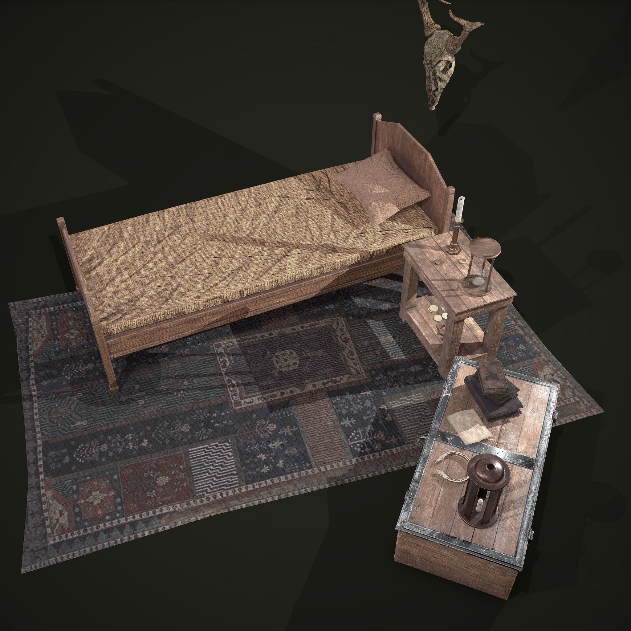Medieval Tavern Bedroom Props Pack 3D Model Collection | CGTrader