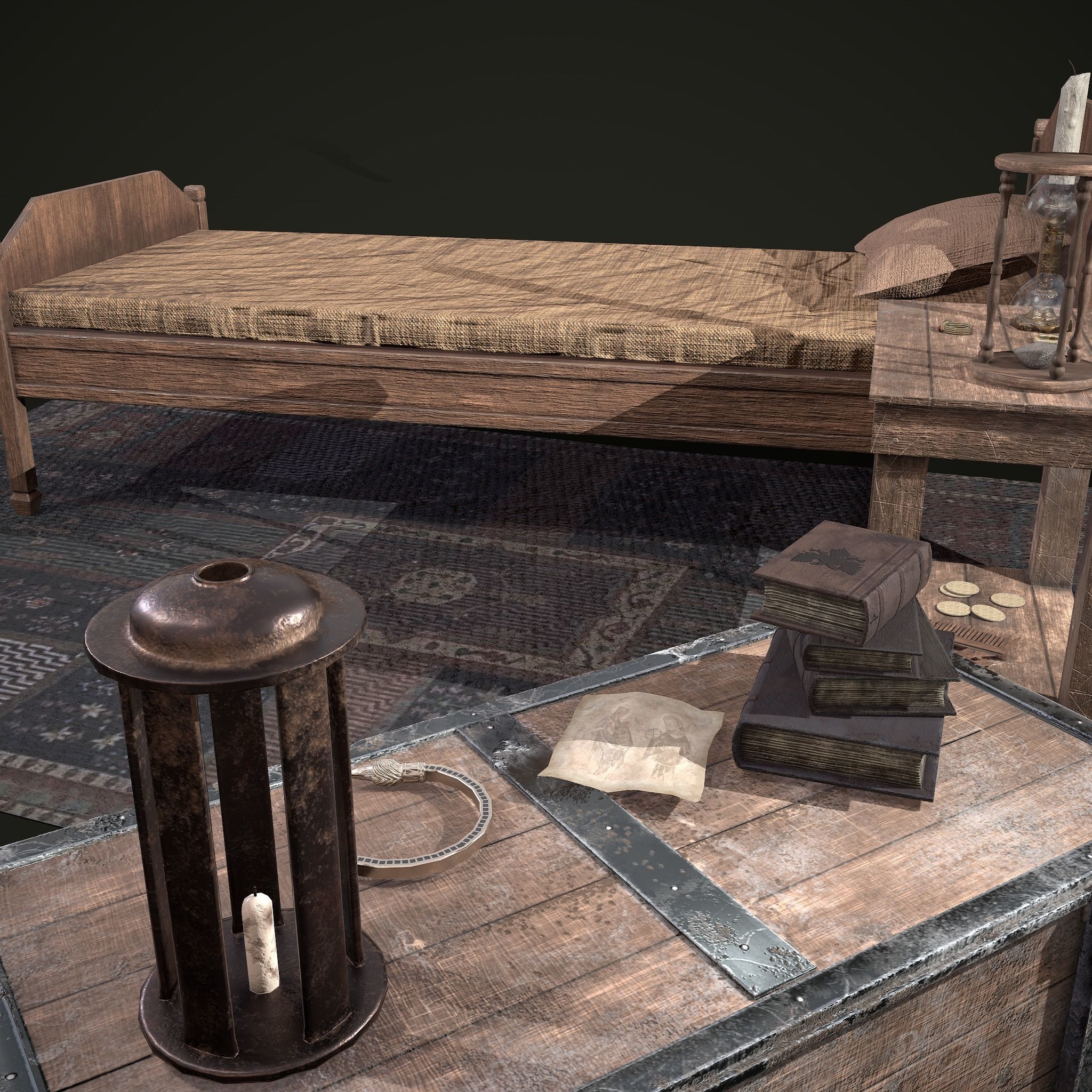 Medieval Tavern Bedroom Props Pack 3D Model Collection | CGTrader