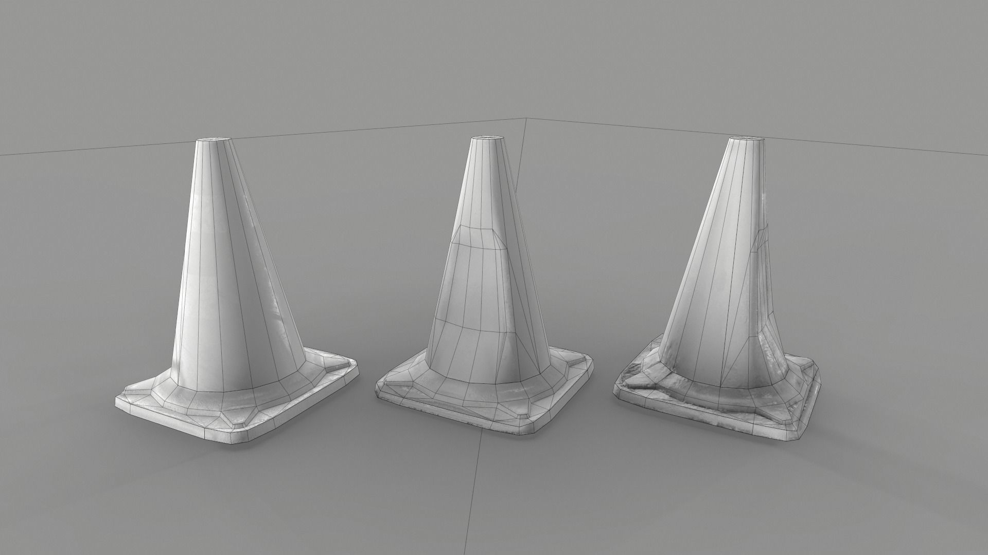 3D model Damaged Traffic Road Cone - 3D VR AR game ready VR / AR / low ...