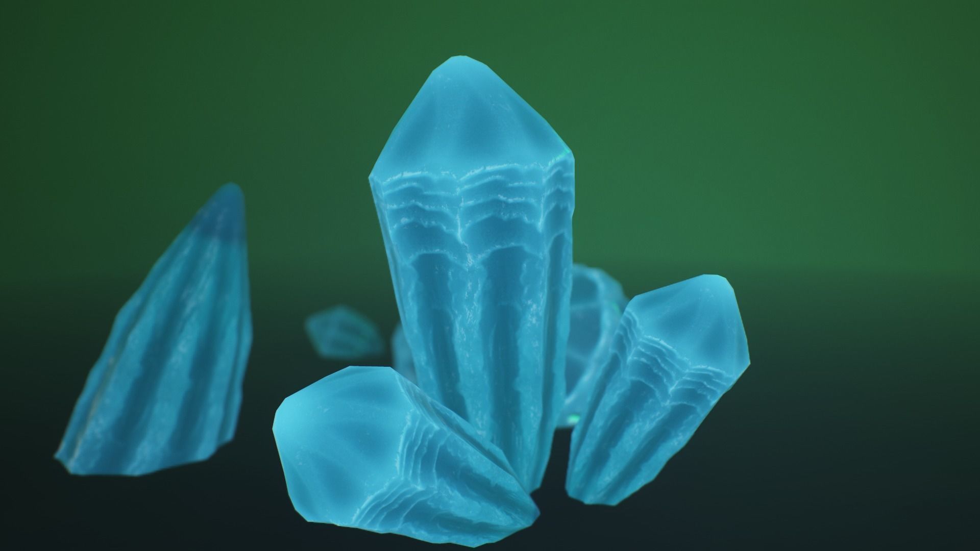 3D model alien crystals glow in the dark 3 pieces VR / AR / low-poly ...