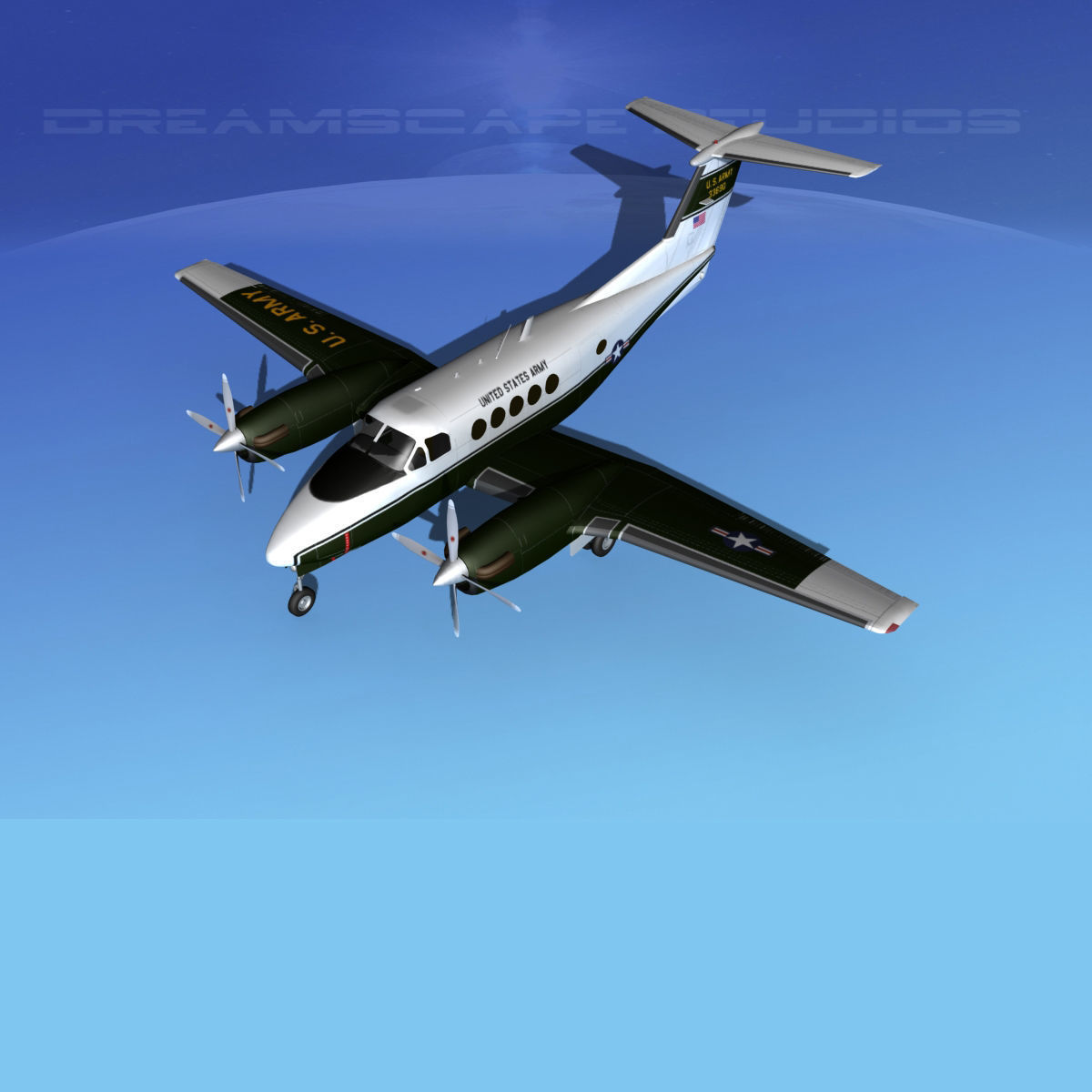 Beechcraft UC-12Q Huron V09 US Army 3D model rigged | CGTrader