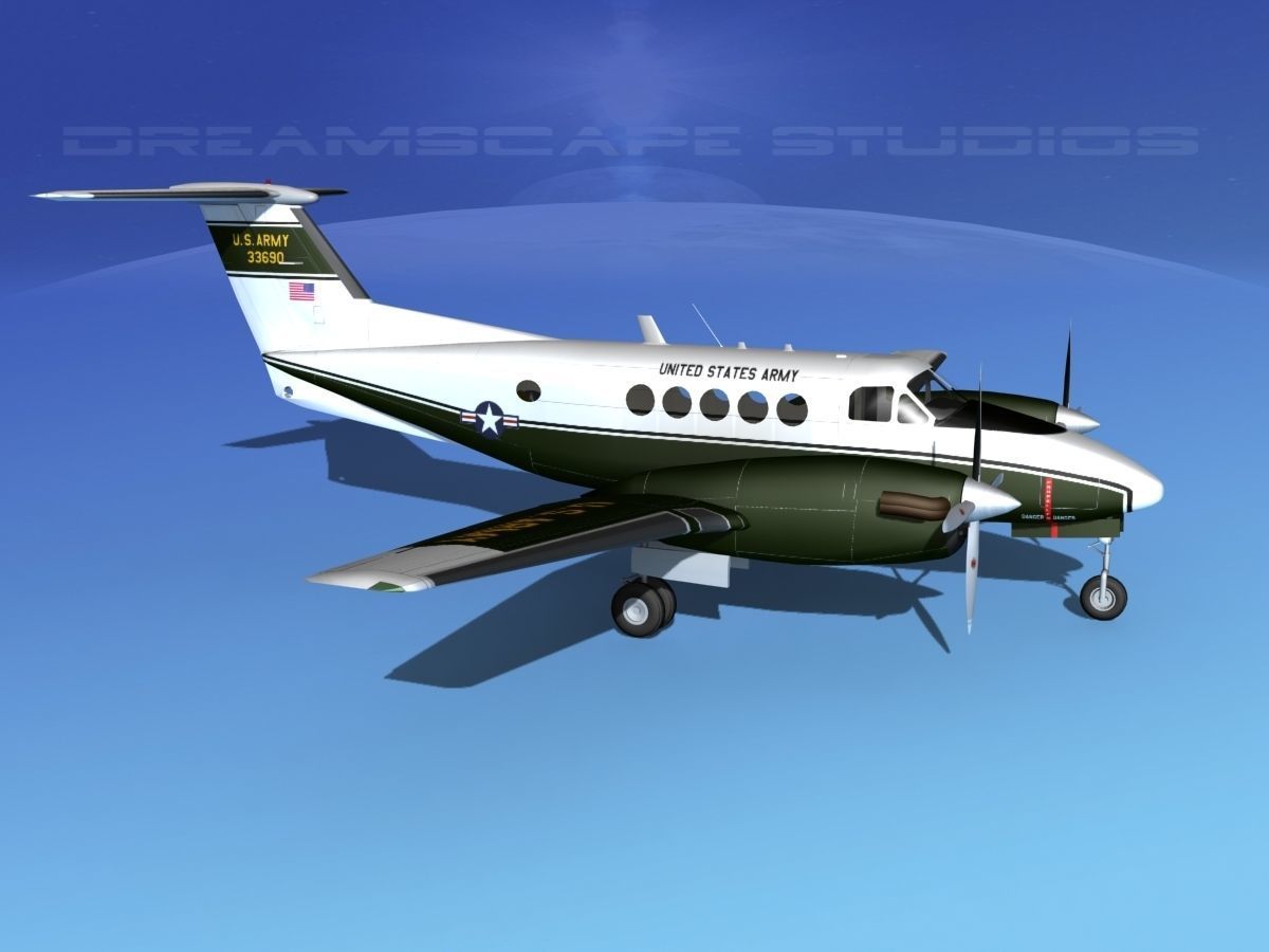 Beechcraft UC-12Q Huron V09 US Army 3D model rigged | CGTrader