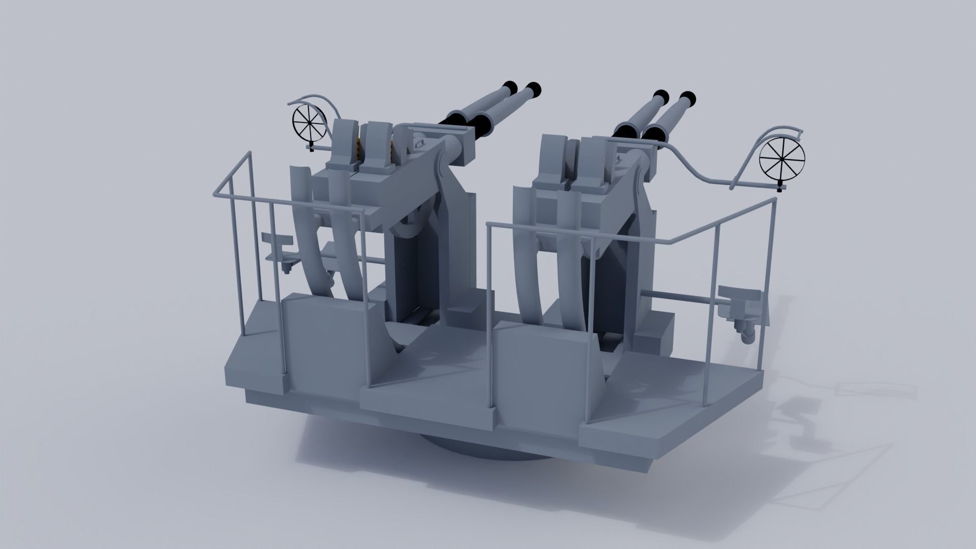 40mm Quad Anti-Aircraft Gun 3D model rigged | CGTrader