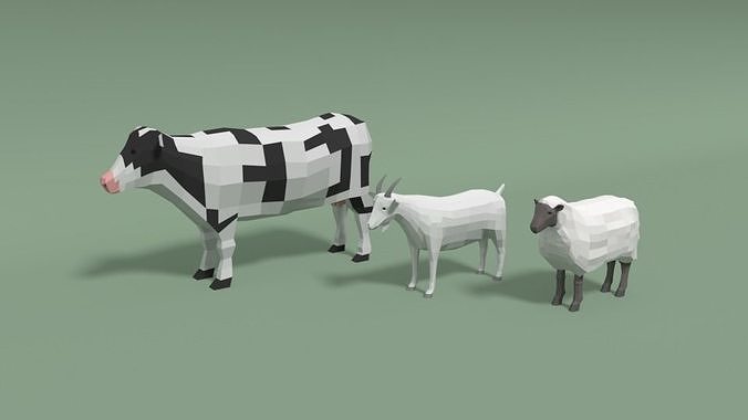 Low Poly Cartoon Domestic Animals Collection V2 VR / AR / low-poly ...