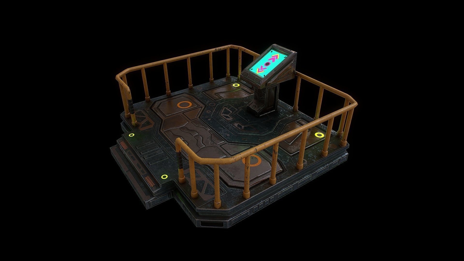 3D model Low poly sci fi elevator environment asset VR / AR / low-poly ...