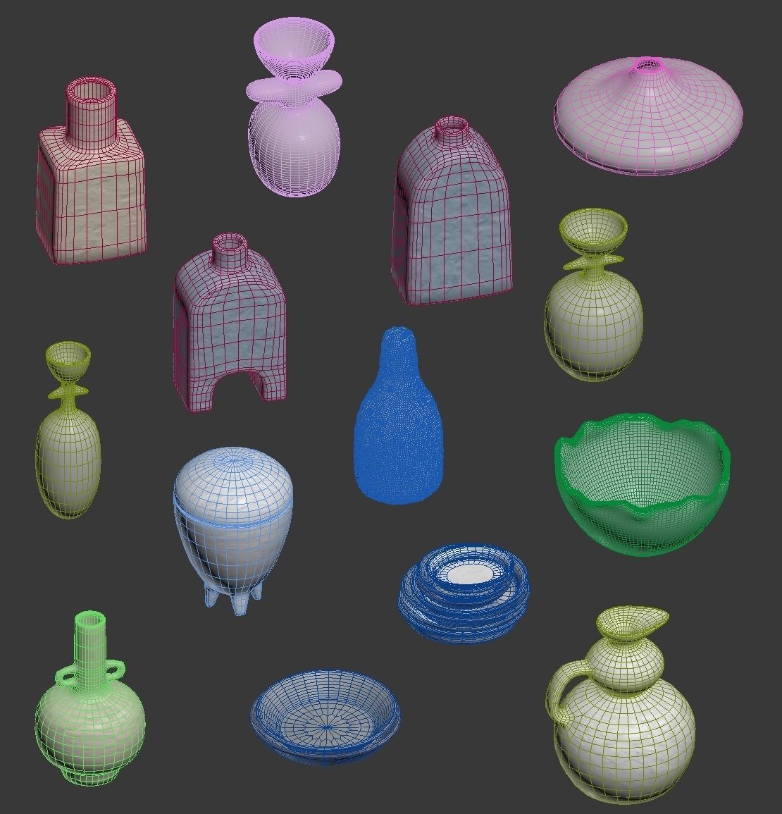 Pottery set v2 - 14 models 3D model | CGTrader