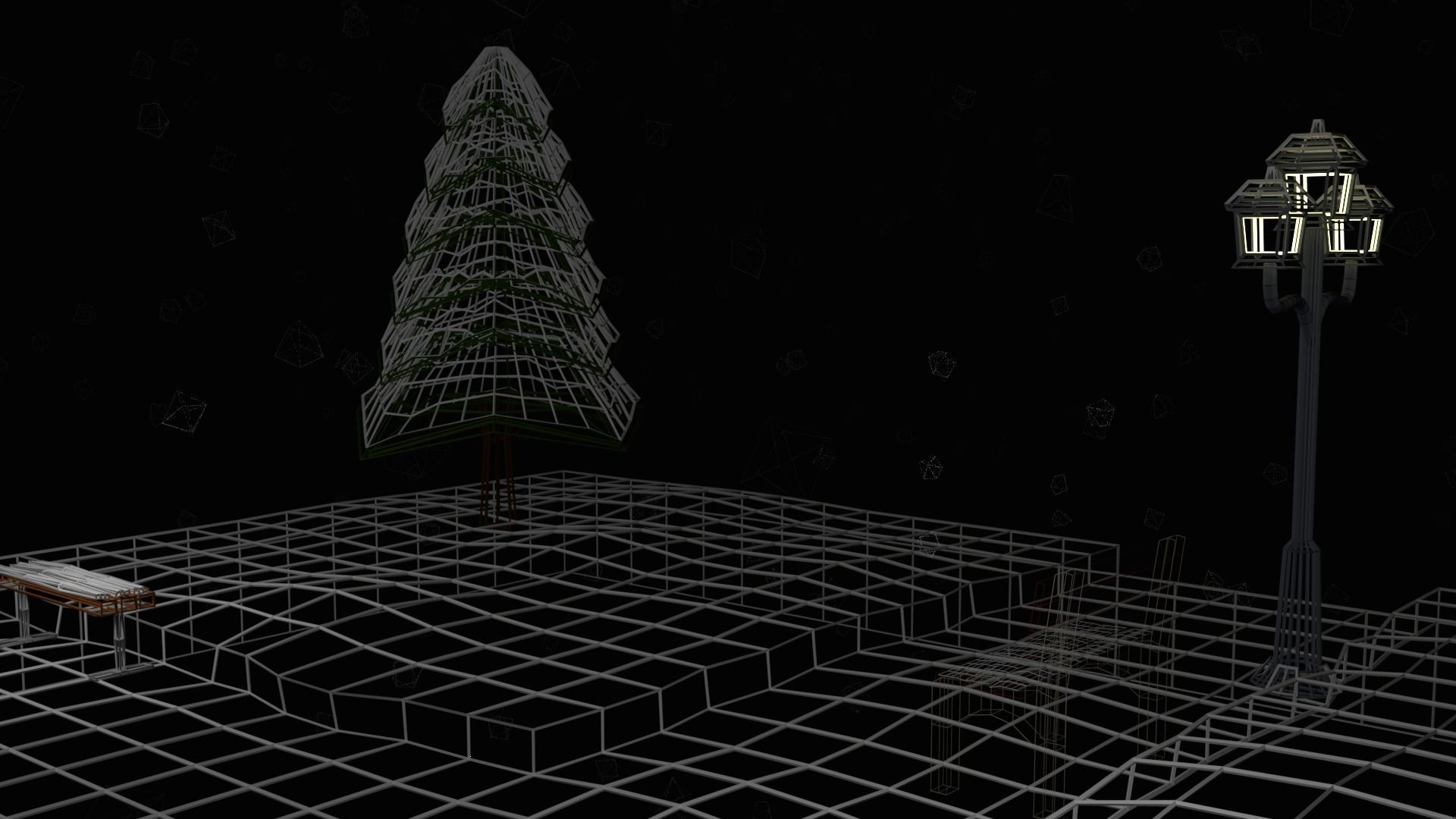 3D model Low Poly Cartoon Winter Park at Night VR / AR / low-poly ...