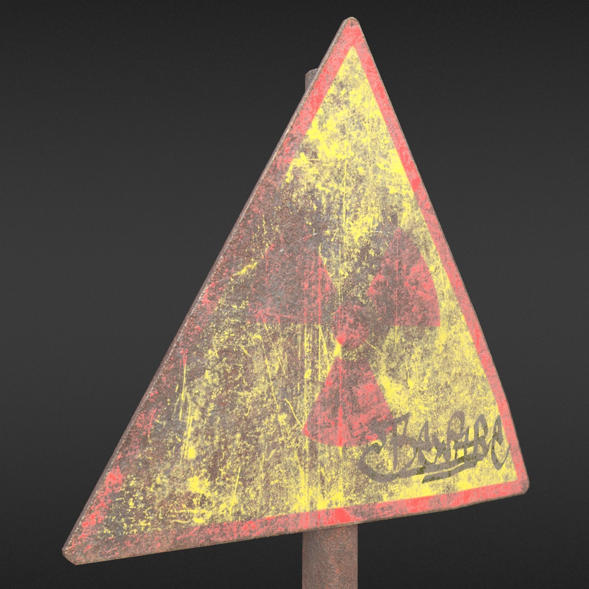 3D model Game-ready Radioactivity sign rusty - Unity - HDRP - UE4 VR ...