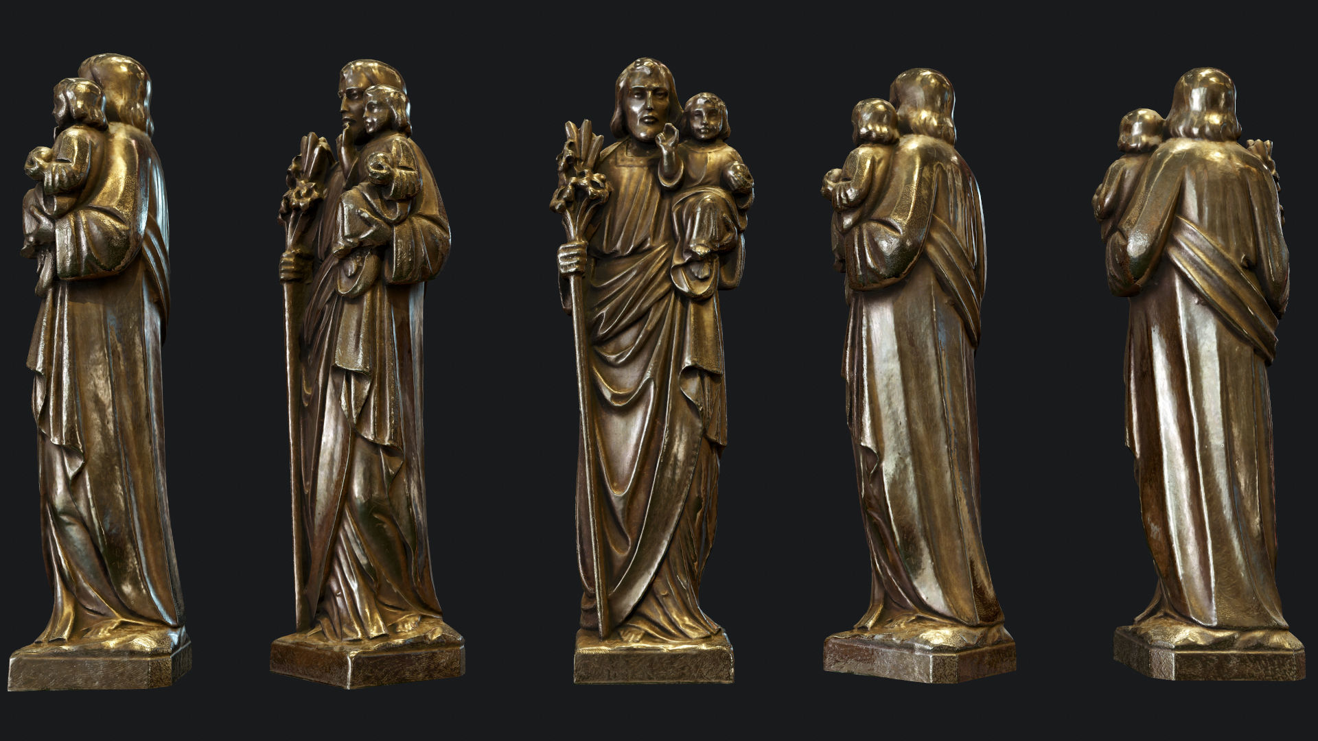 3D model Jesus with a Baby Golden Statue Low-poly 3D Model VR / AR ...
