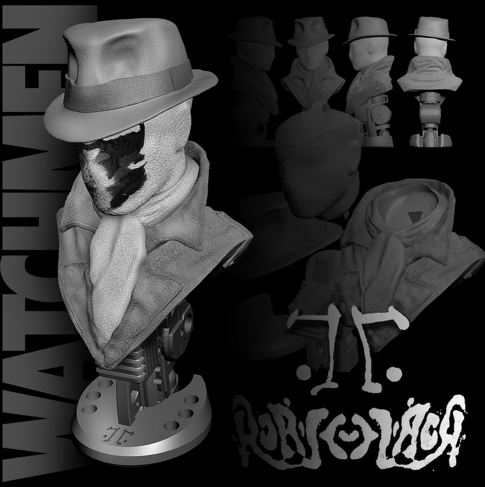 Rorschach - Watchmen - 3D print model 3D model 3D printable | CGTrader