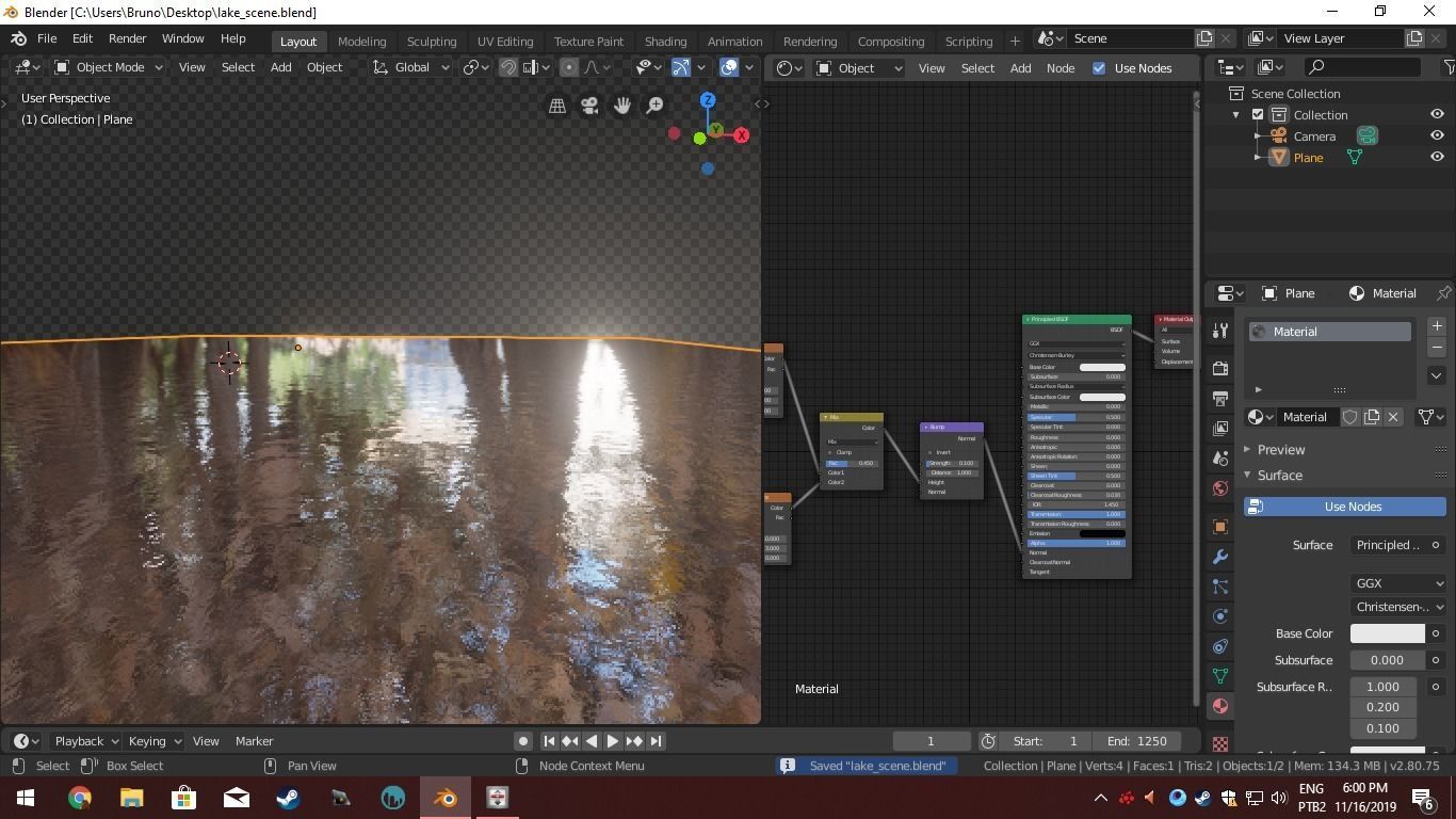 Texture Realistic Water Scene Blender Material Animated VR / AR / low ...