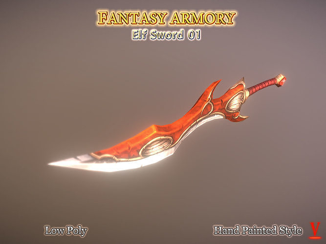 3D model Fantasy Armory - Elf Sword 01 VR / AR / low-poly | CGTrader